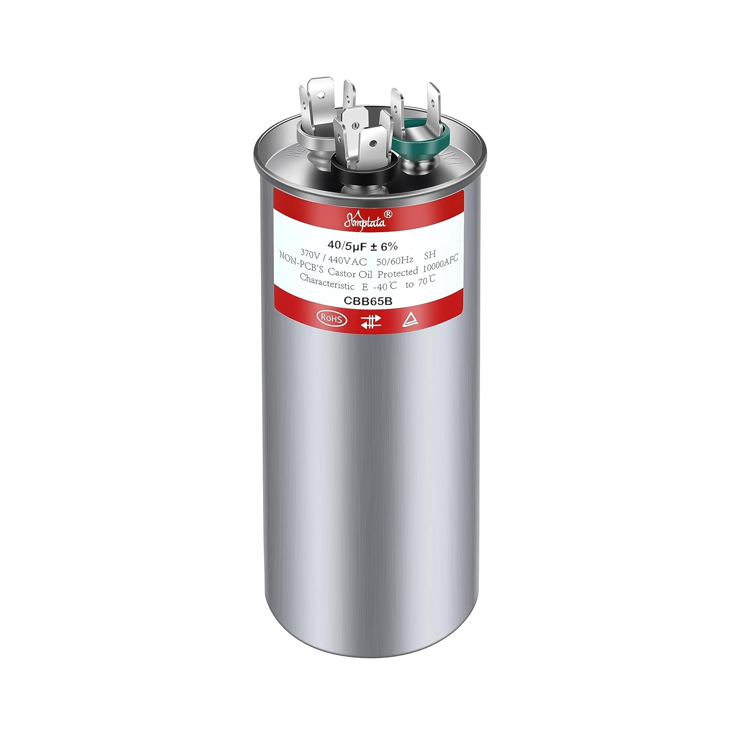 Capacitor for AC 40uf + 5uf 370VAC/440 Volt CBB65 Run Start Capacitor ...