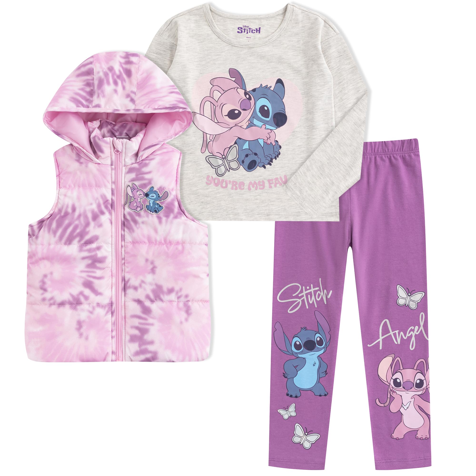 Amazon.com: Disney Lilo & Stitch Girls 3 Piece Long Sleeve Shirt ...