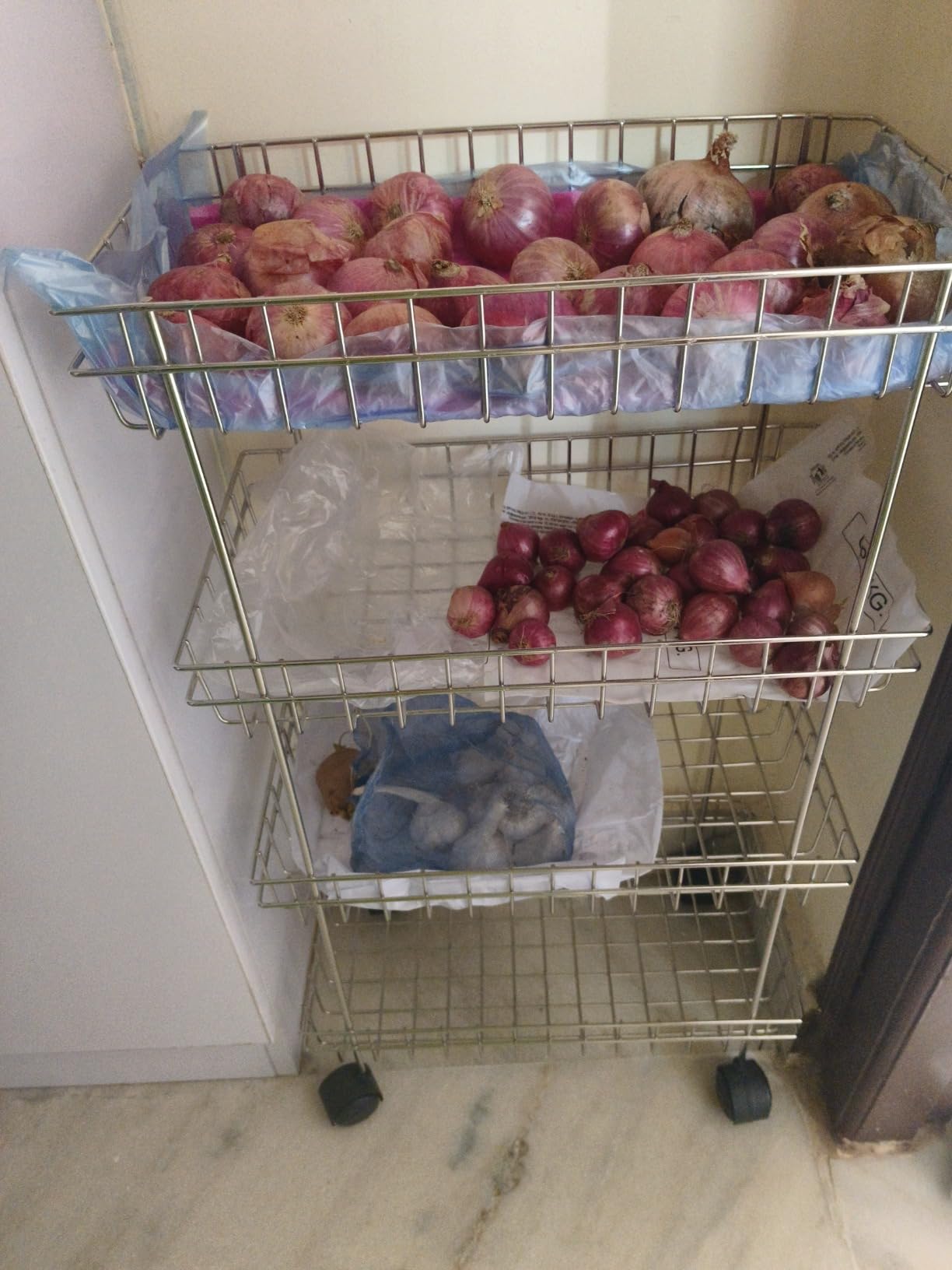 Privesh Four Layer Kitchen Trolly Multipurpose Stainless Steel Portable ...