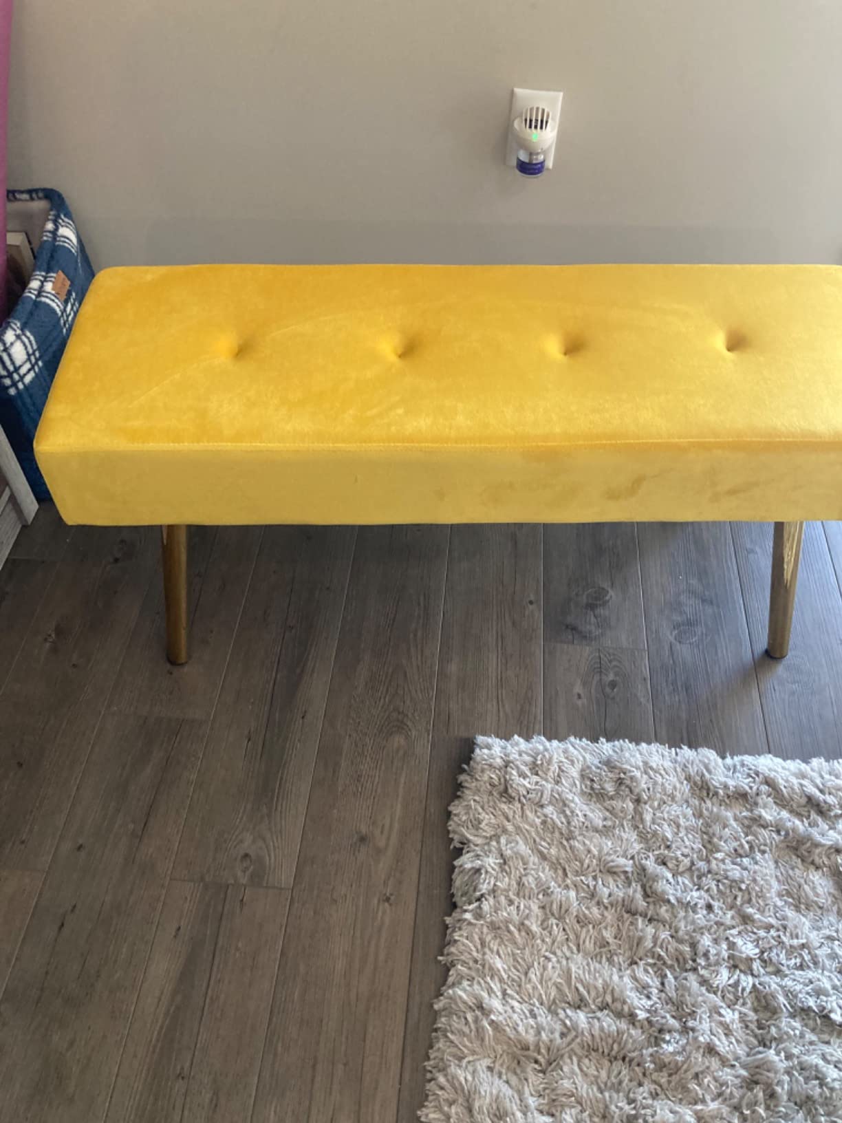 Amazon.com: Polibi Modern Bed Side Bench, Tufted Velvet Upholstered ...