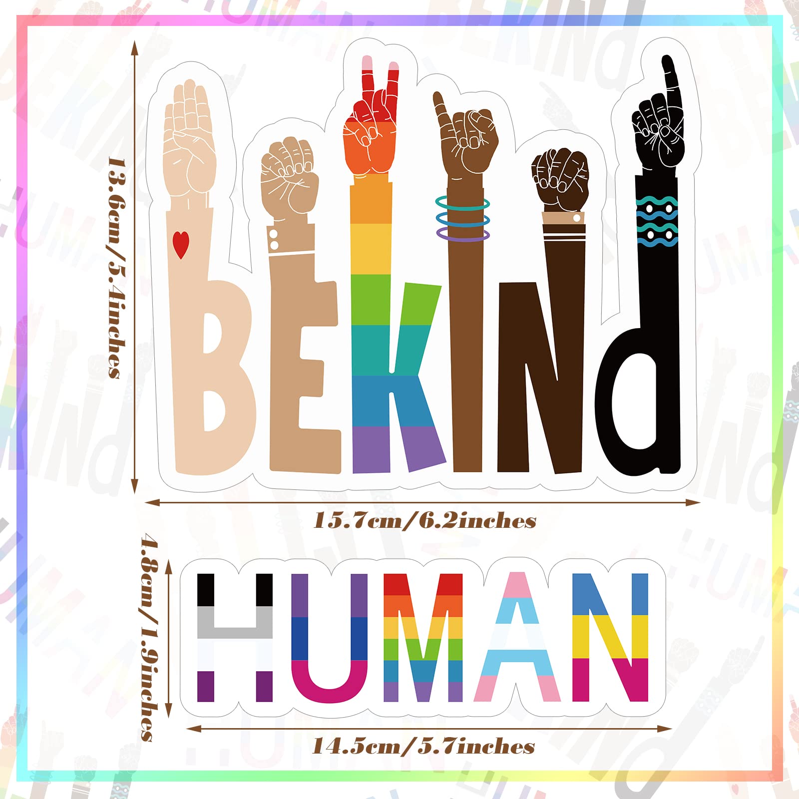 Snapklik.com : Be Kind Stickers Pride Stickers Human Rainbow Pride ...