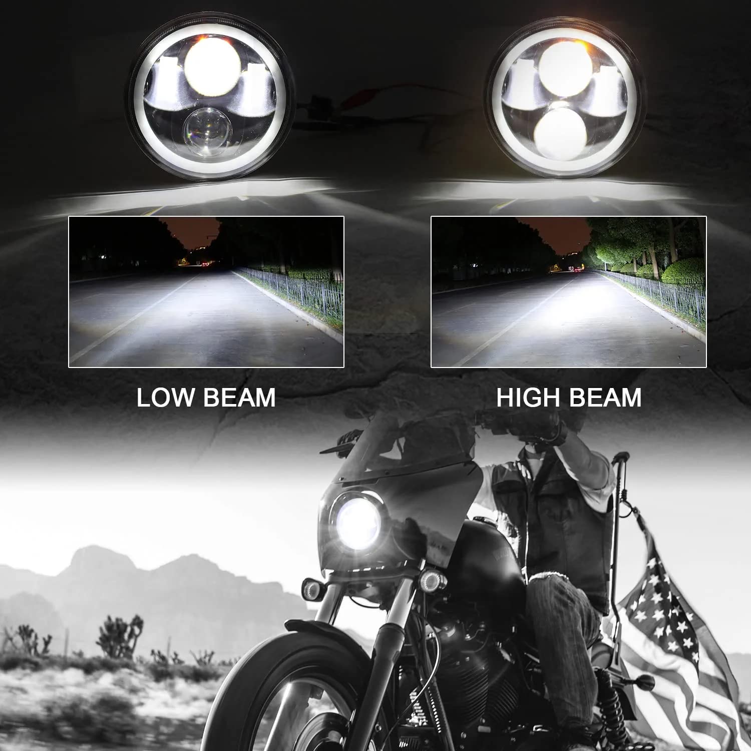 Snapklik.com : SUNPIE Motorcycle Headlight 5-3/4 5.75 RGBW