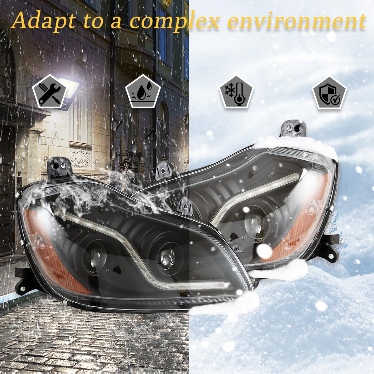 Snapklik.com : Pair Headlights Assembly For Kenworth T680 2013-2021 LED ...
