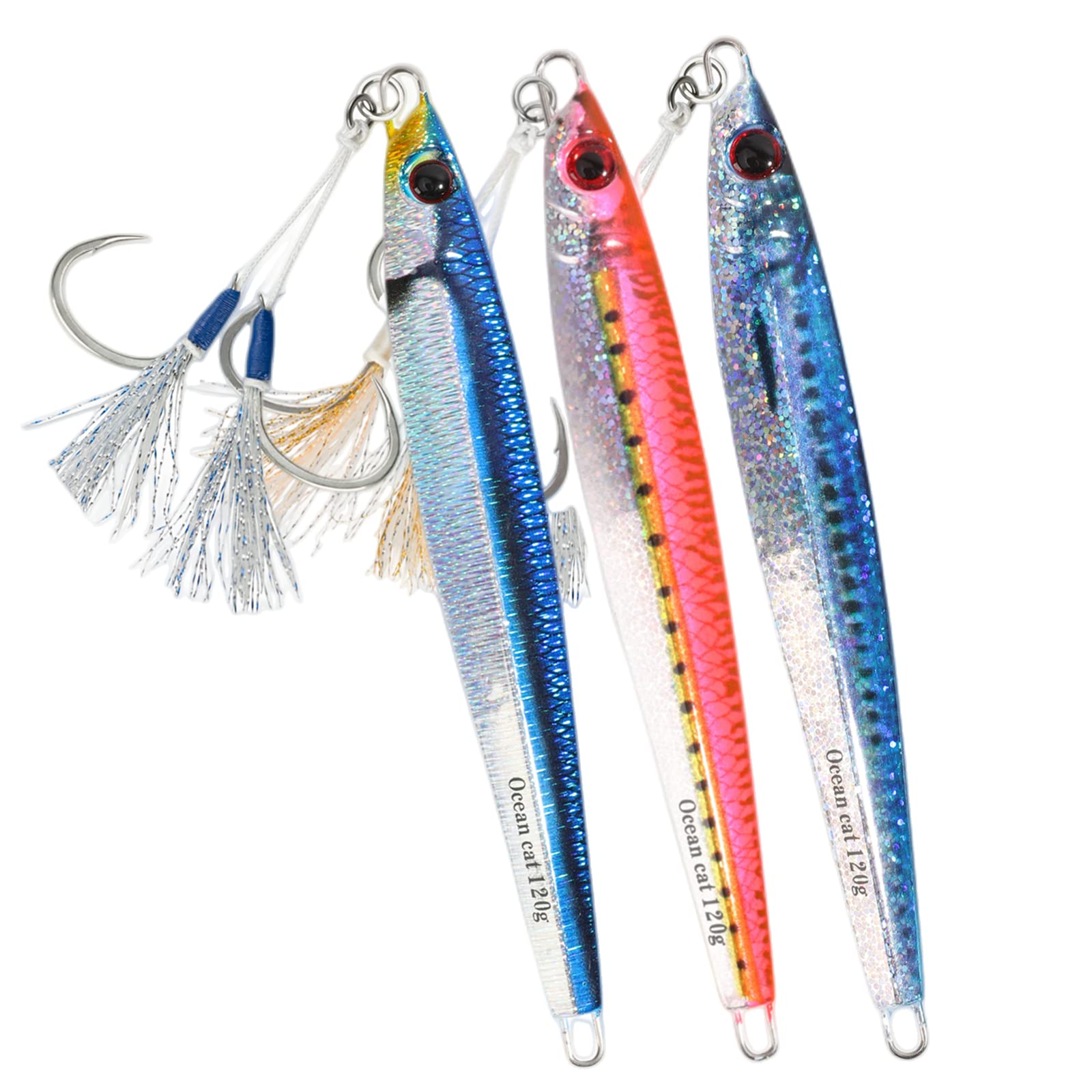 Amazon.com : OCEAN CAT Lead Metal Flat Slow Fall Pitch Fishing Jigs ...