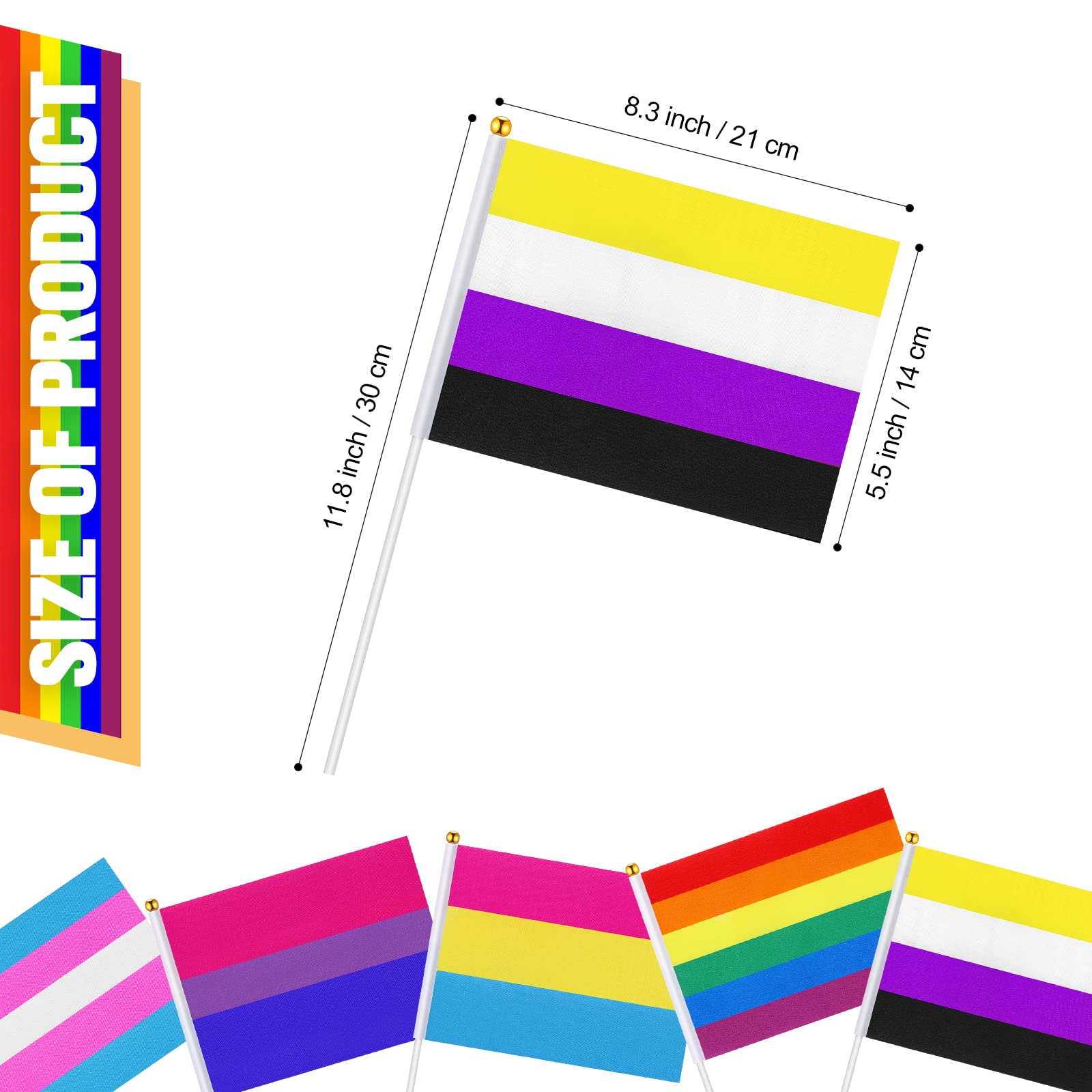 Snapklik.com : 110 Pack Small Pride Flag Rainbow Mini Flags