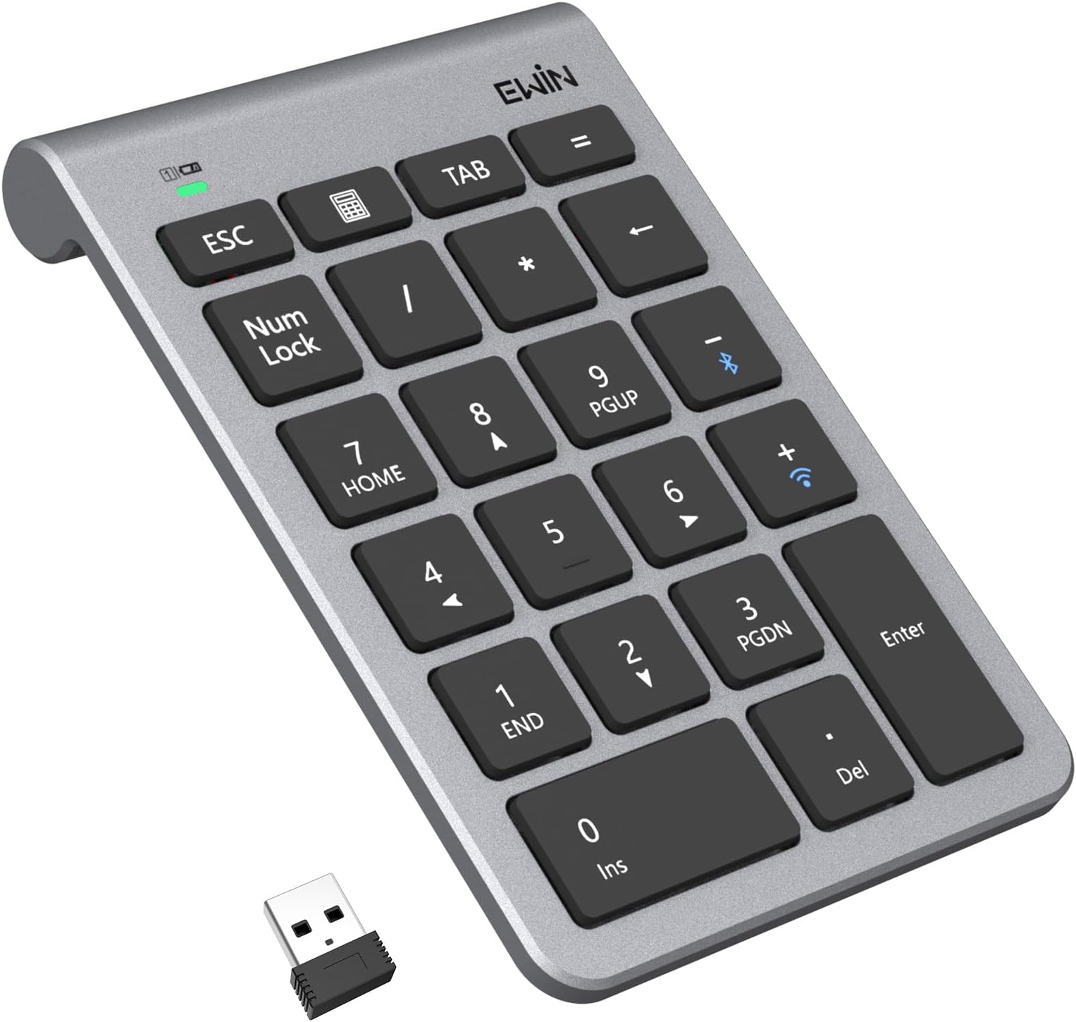 Amazon | Ewin テンキー Bluetooth/ 2.4G接続 numlock非連動 ワイヤレス 数字キーボード 3台デイバス接続 ...