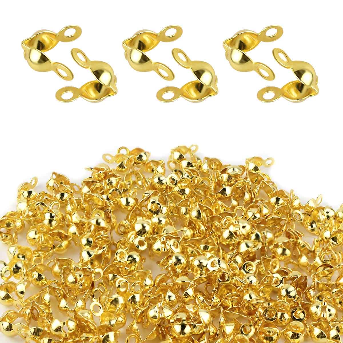 Amazon.com: 100 Pcs Crimp Bead Covers End Tips Open Bead Tips Knot ...