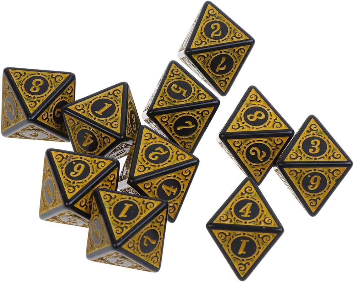 Amazon.com: DND Polyhedral Dice Set 10 Pcs Acrylic Polyhedral Dice 8 ...