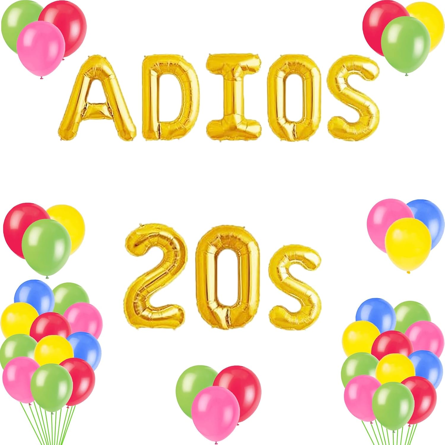 Amazon.com: Adios To My 20S Balloons Gold Mexican Happy 30th Birthday ...