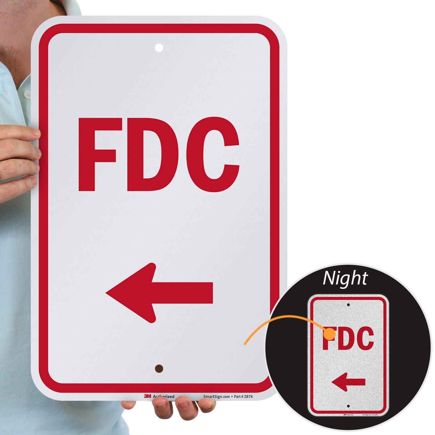 12x18 Made in USA FDC Fire Department Connection Sign with Down Arrow ...