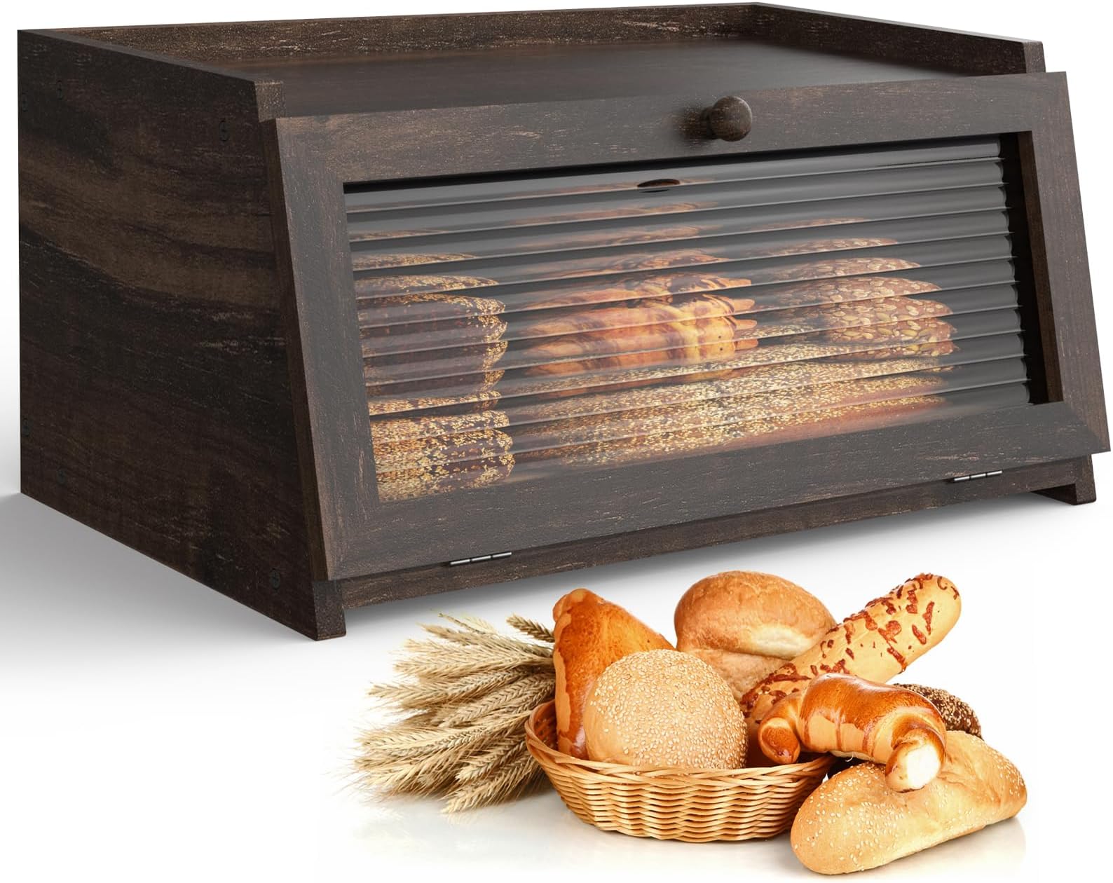 Amazon.com: LOHASOK Bread Box for Kitchen Countertop Large Farmhouse ...