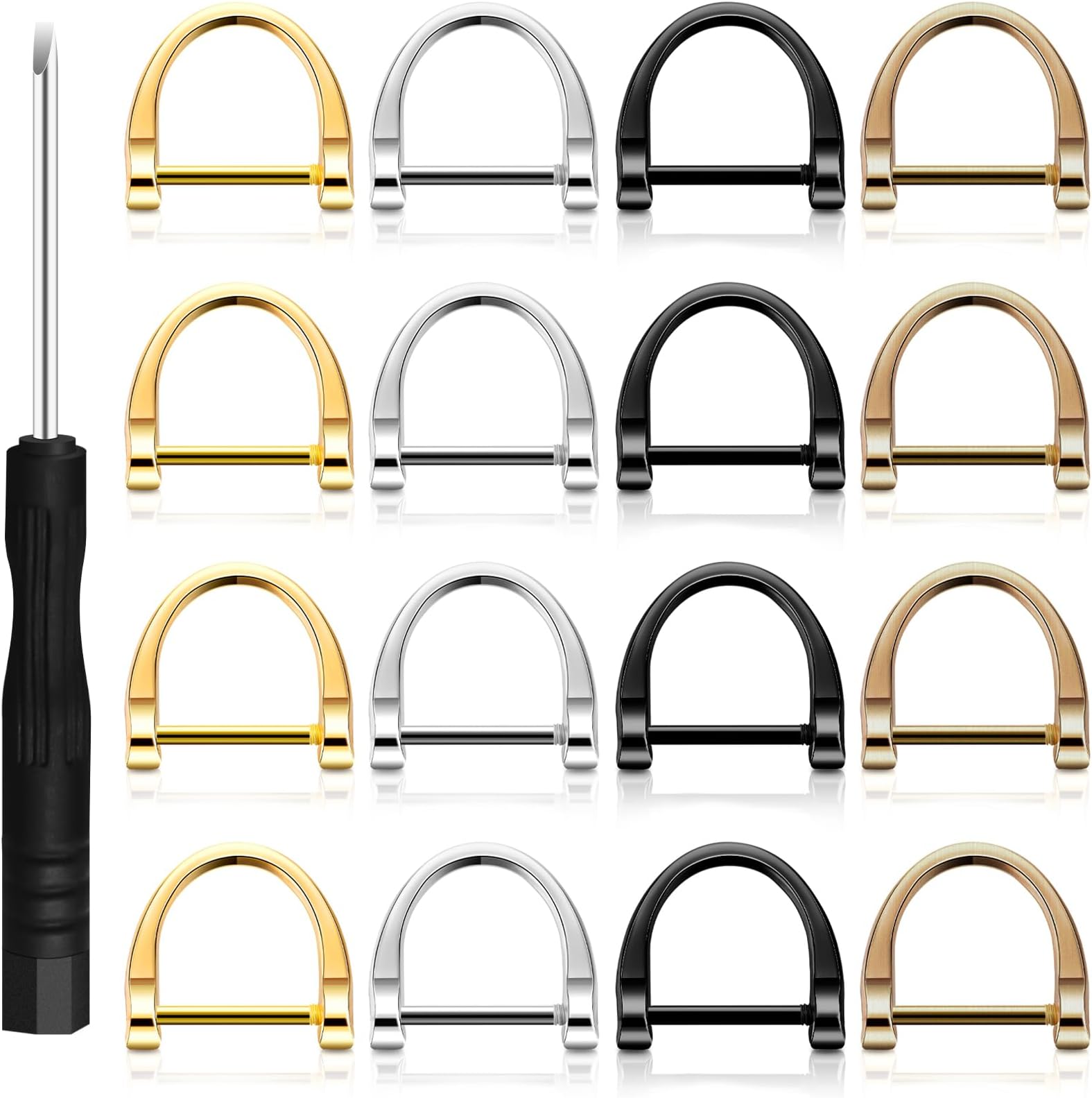 Amazon.com: Semetall 10pcs Metal D-Rings 15mm Horseshoe Shape Key Rings ...