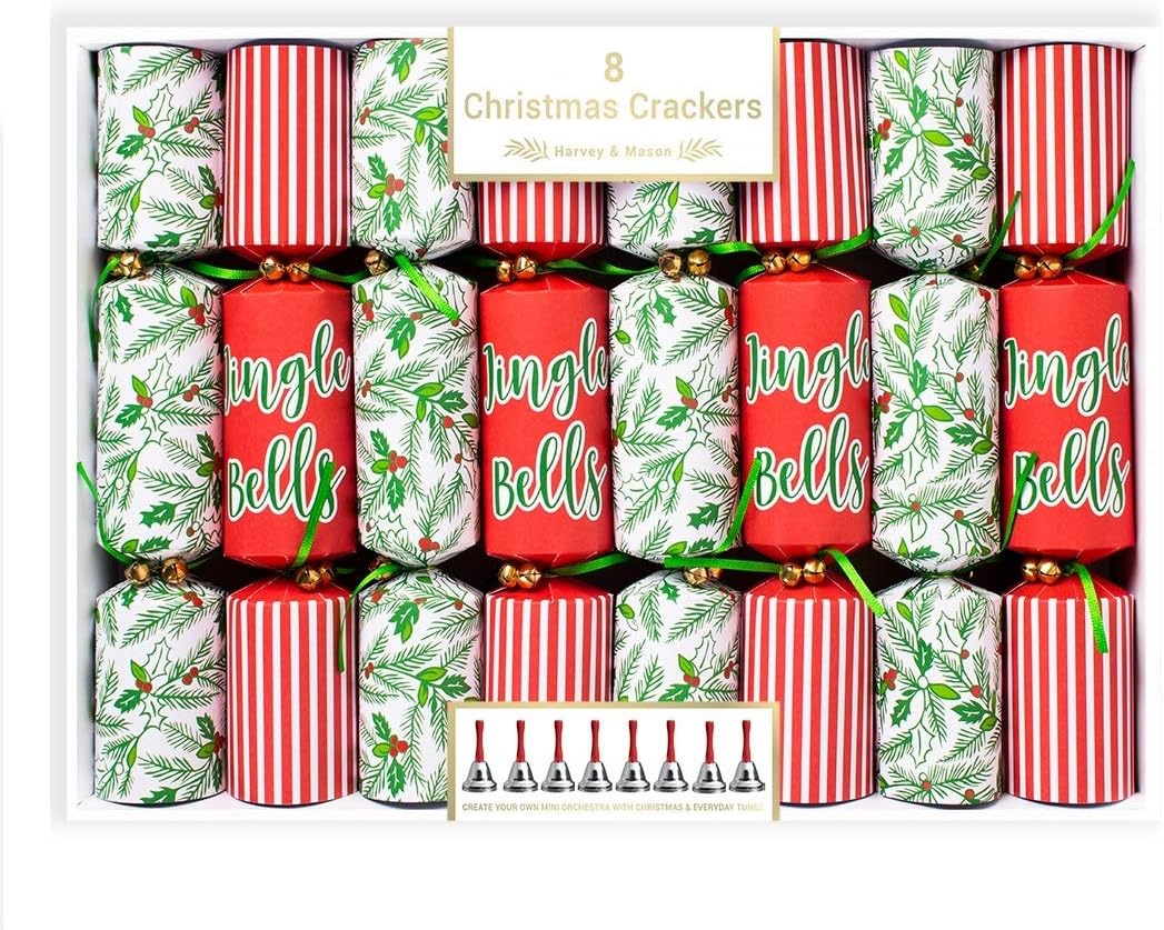 RSW Pack Of 8 Luxury Musical Christmas Crackers Jingle Bell Orchestra ...