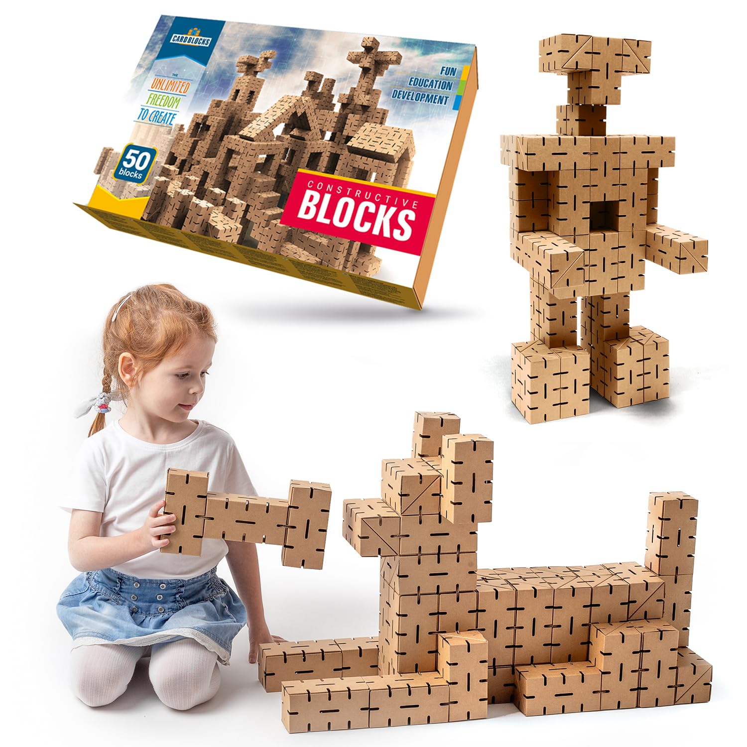 Amazon.com: CARDBLOCKS Kids Cardboard Building Blocks - Stackable ...