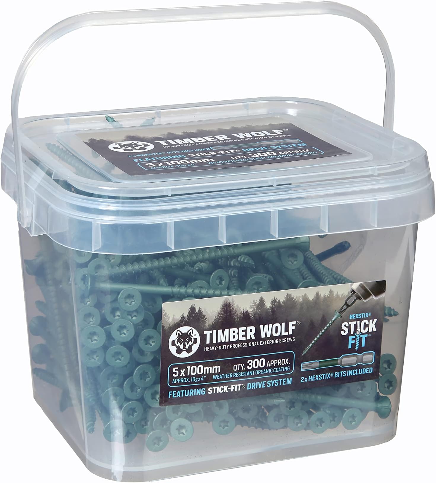 TIMBER WOLF Wolf Exterior Woodscrews - 5.0 x 100mm - Tub of 300, Green ...