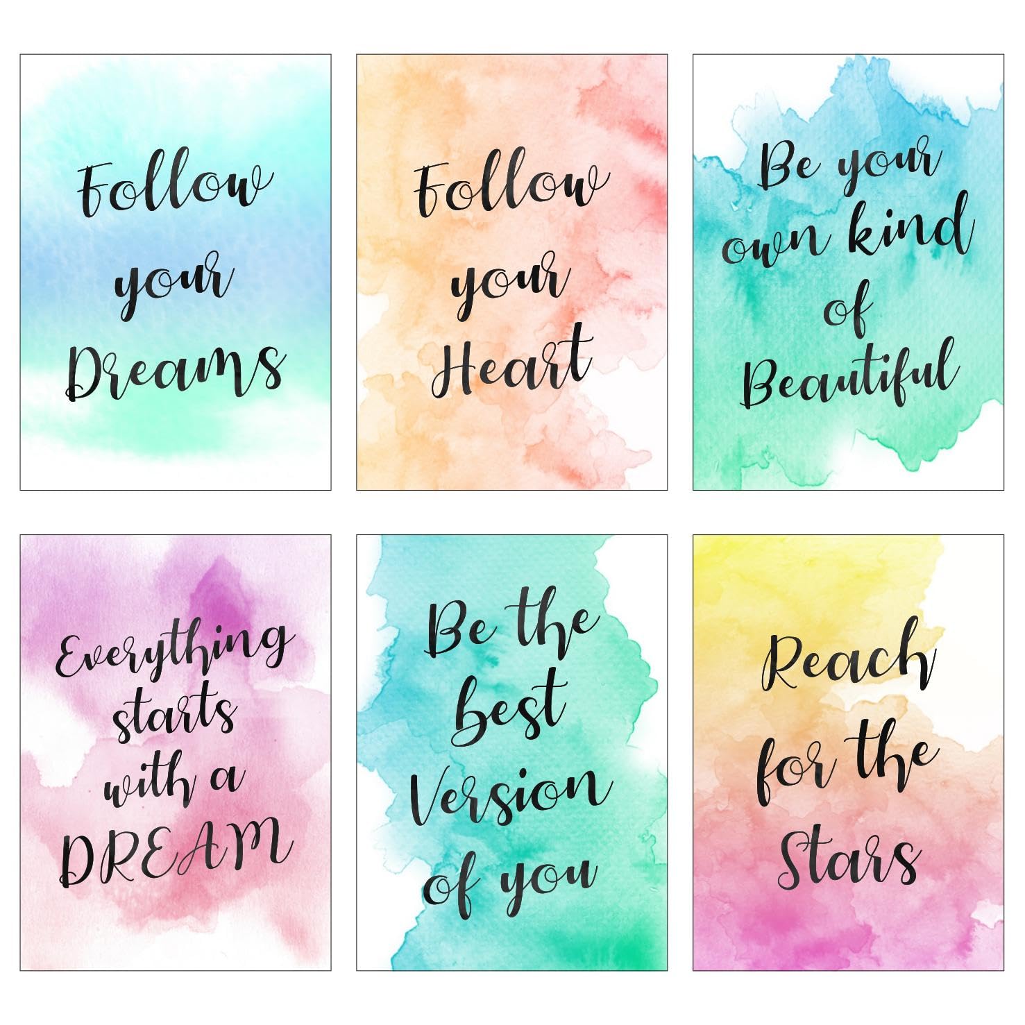 doodlecards Gallery Arts Set of 6 x A4 Size Motivational Quotes ...