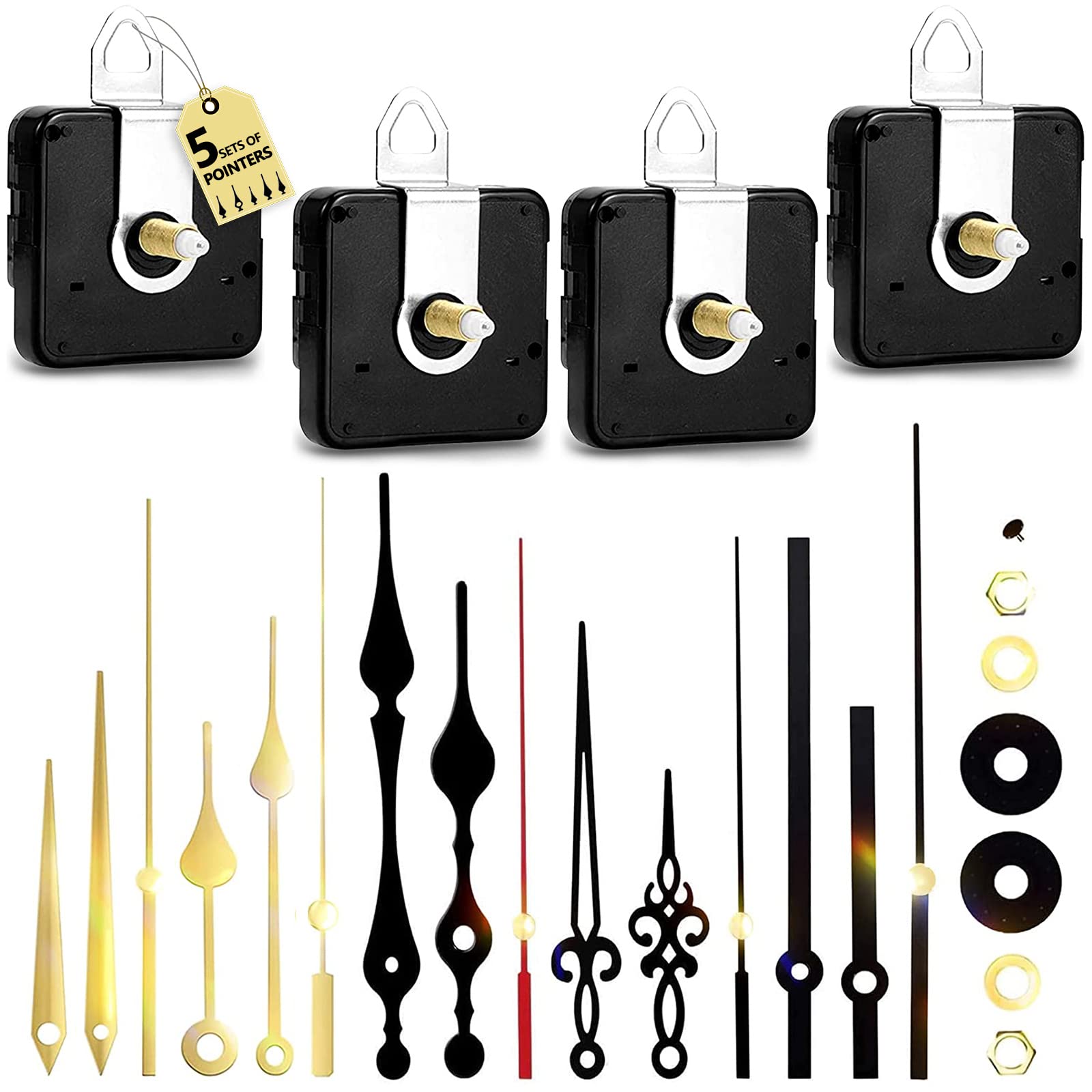 Snapklik.com : 4Pcs Quartz Clock Mechanism Kit, Wall Clock Mechanisms ...