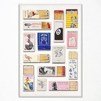 Amazon.com: perasi Vintage Matchbox Canvas Wall Art, Retro Trendy ...