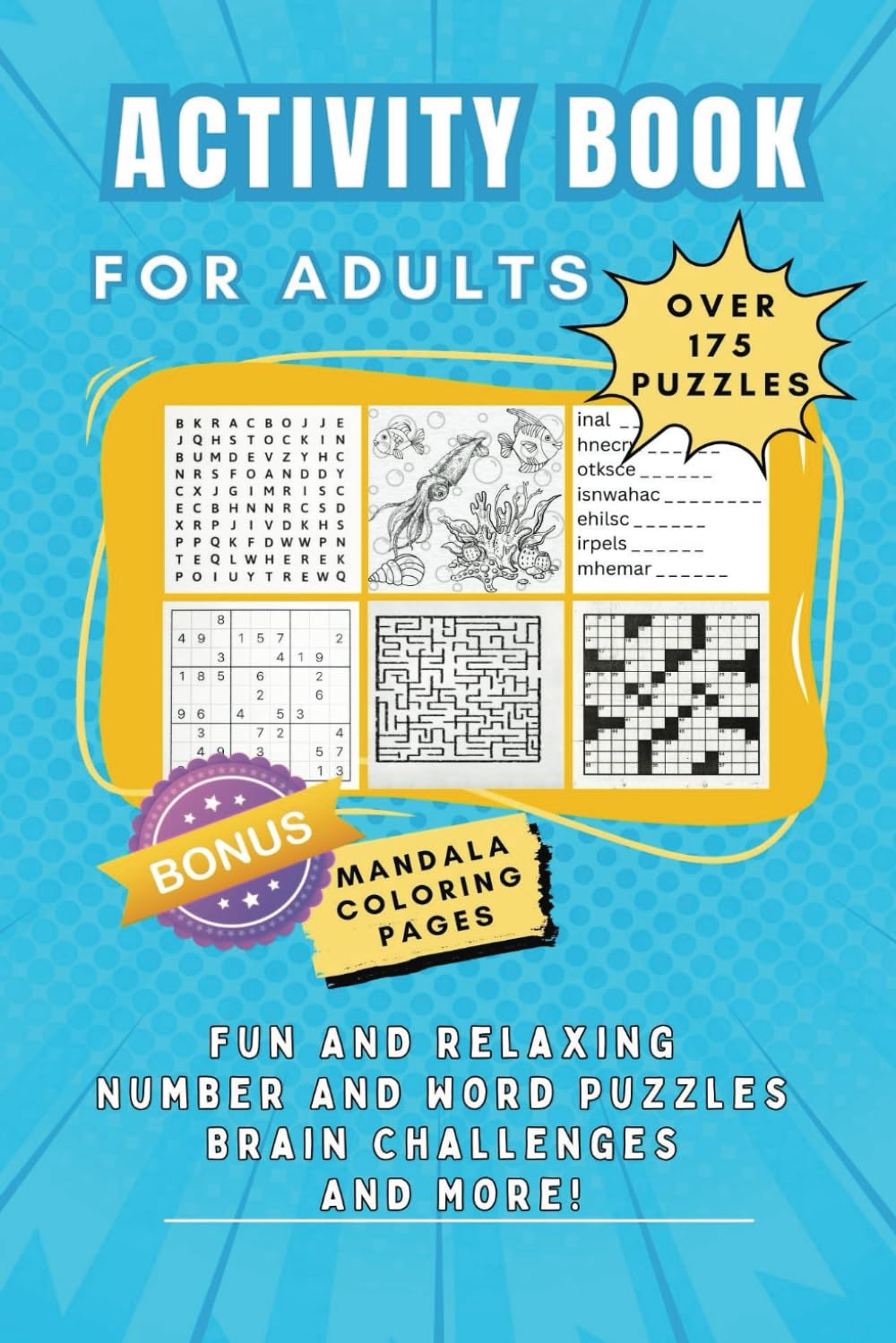 Activity Book For Adults: Fun and Relaxing Number and Word Puzzles ...