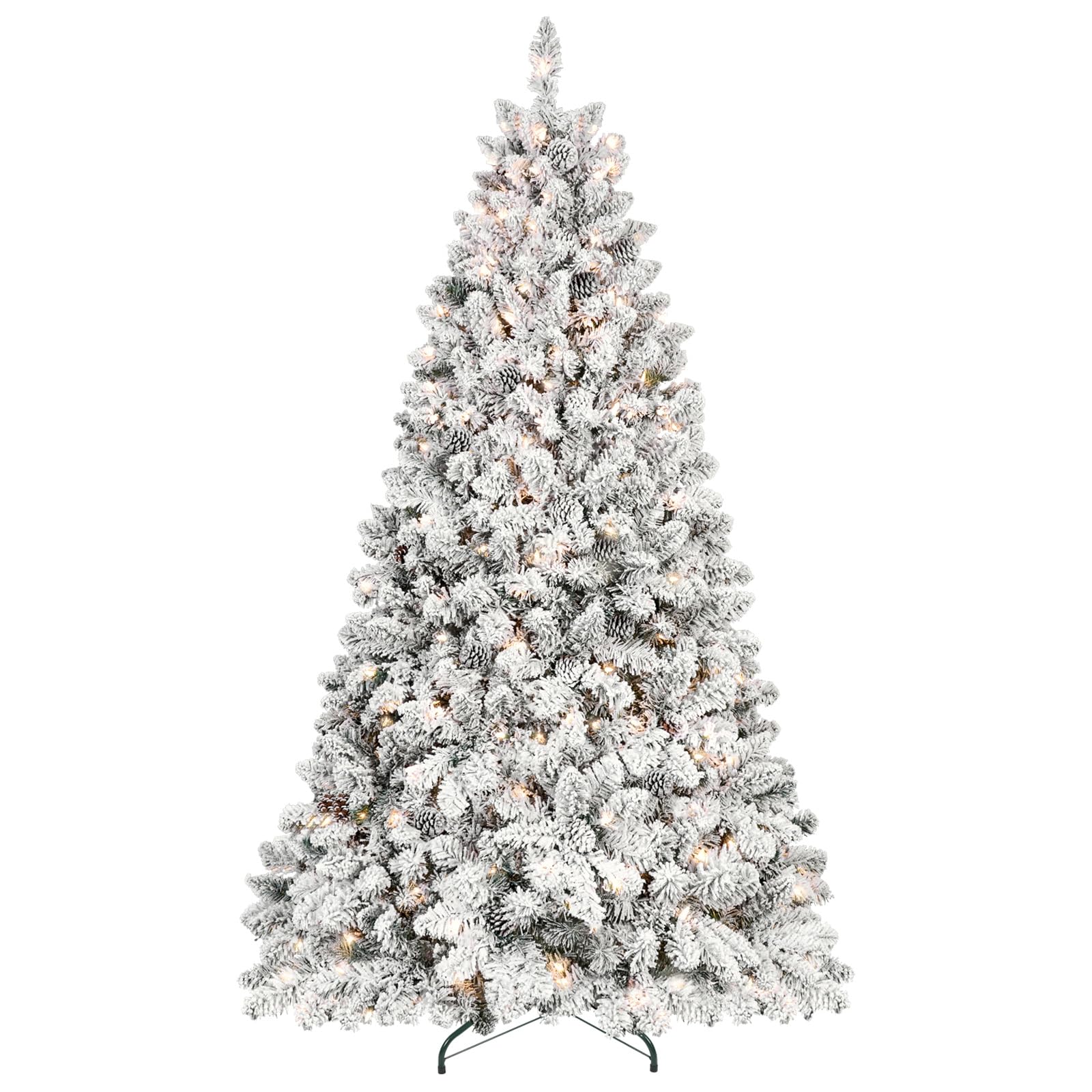 Amazon.com: Maylaviu 6ft Pre-lit Christmas Tree, Flocked Christmas Tree ...