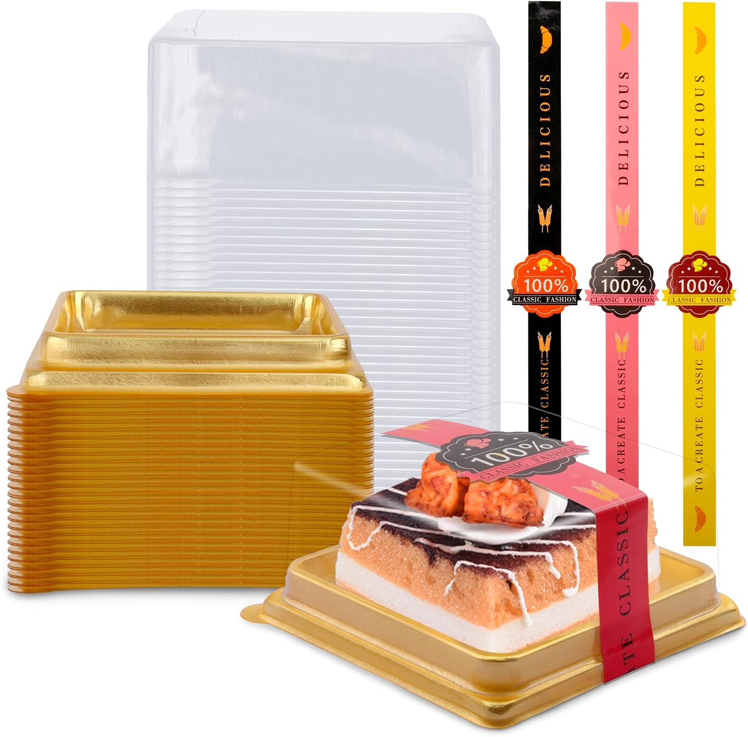 Amazon.com: Hewnda Cake Box - 50 sets 4 Inch X 2-1/8 Inch Clear Plastic ...