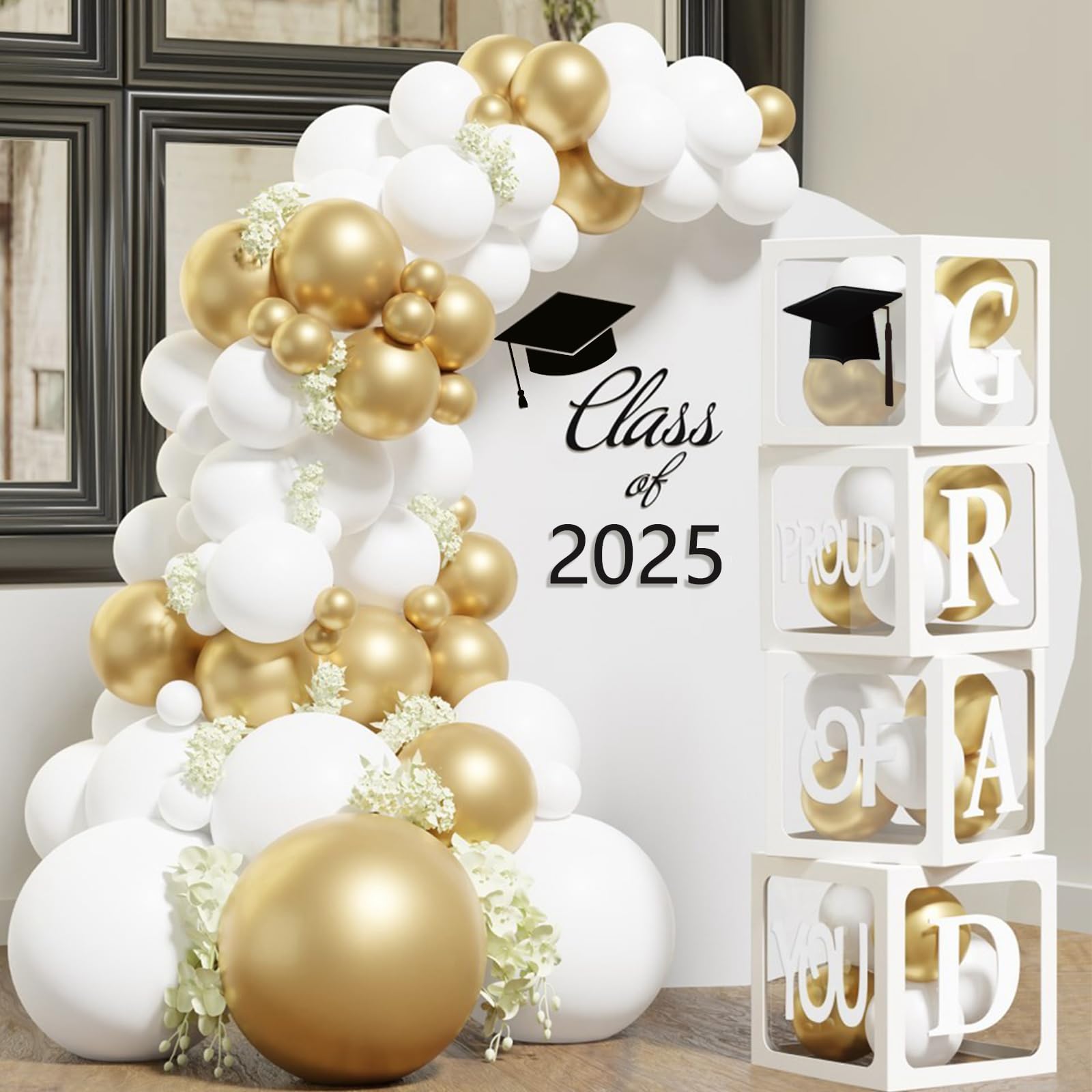 Snapklik.com : Graduation Decorations 2025,4 Pcs Transparent Balloon Boxes