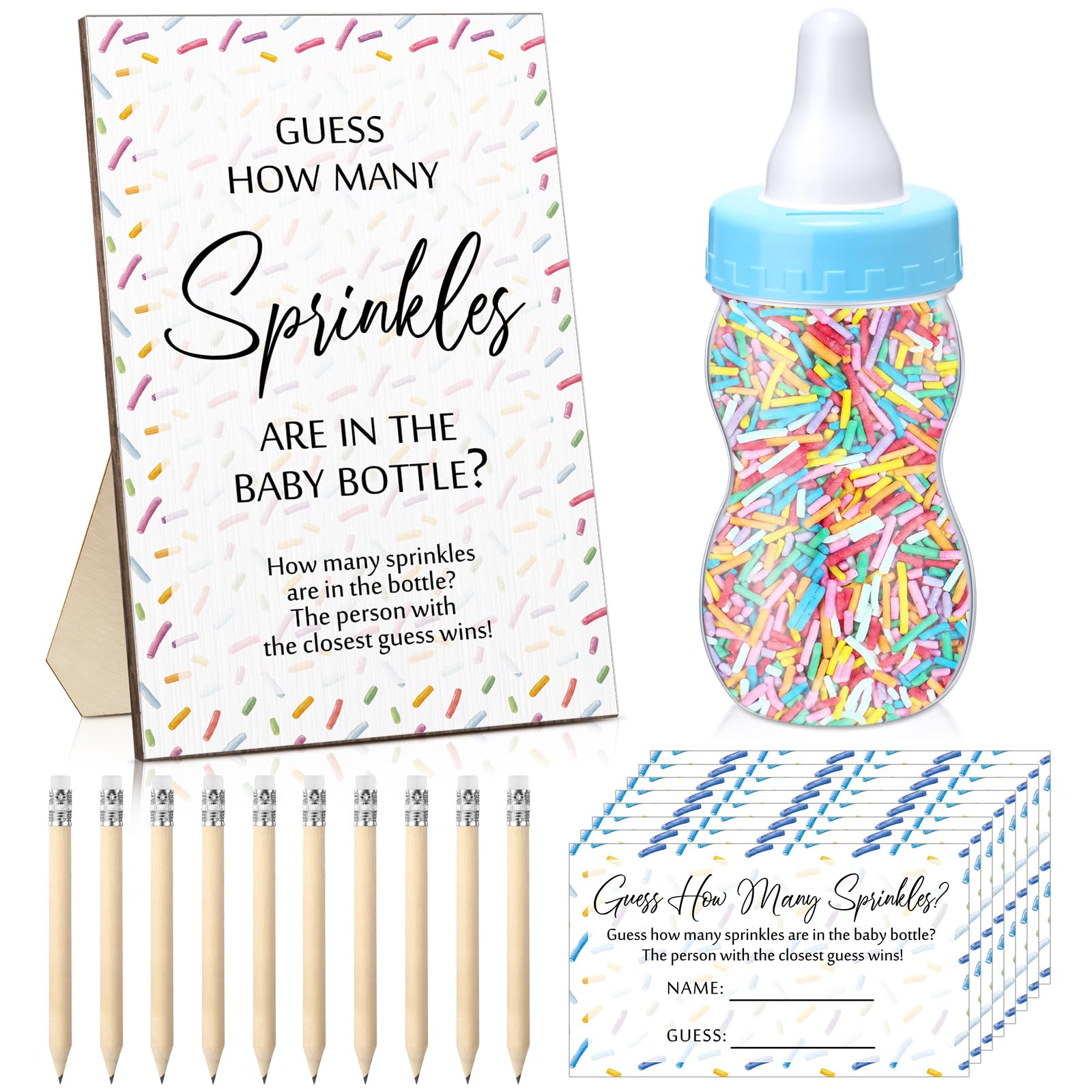 Amazon.com: Qilery 122 Pcs Baby Shower Games Guess How Many Sprinkles ...