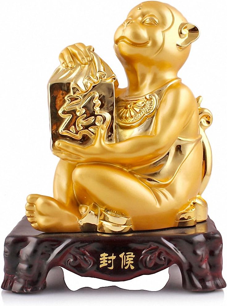Amazon.com: BOYULL Large Size Chinese Zodiac Monkey Golden Resin ...