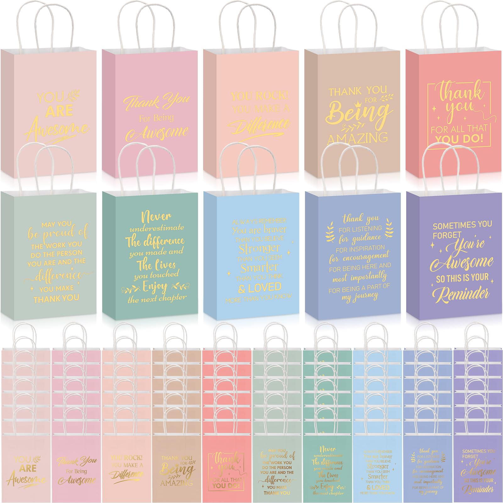 Amazon.com: Engrowtic 100 Pcs Thank You Gifts Bags Bulk Employee ...