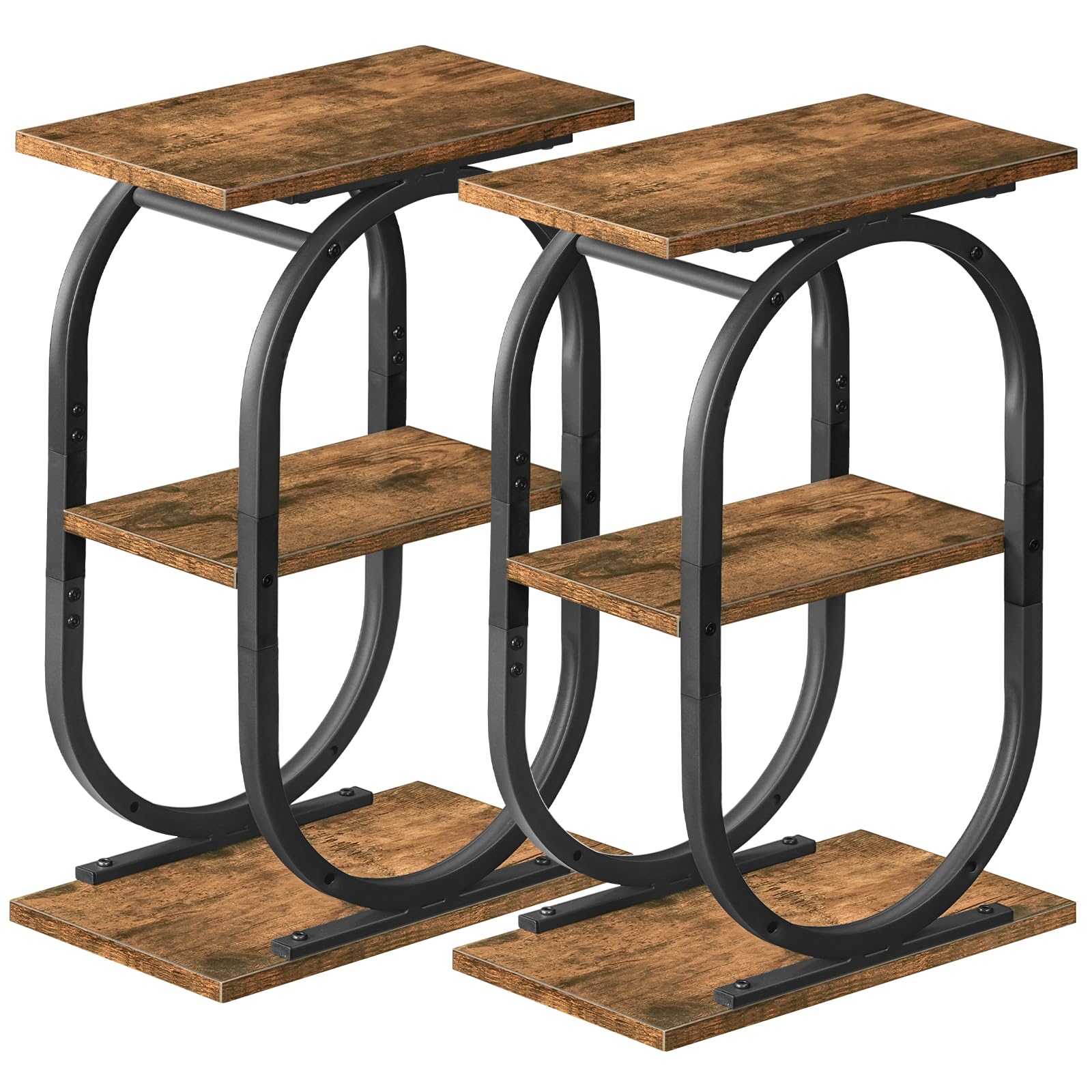 Amazon.com: YATINEY Small Narrow Side Tables, Set of 2, 3-Tier Slim End ...