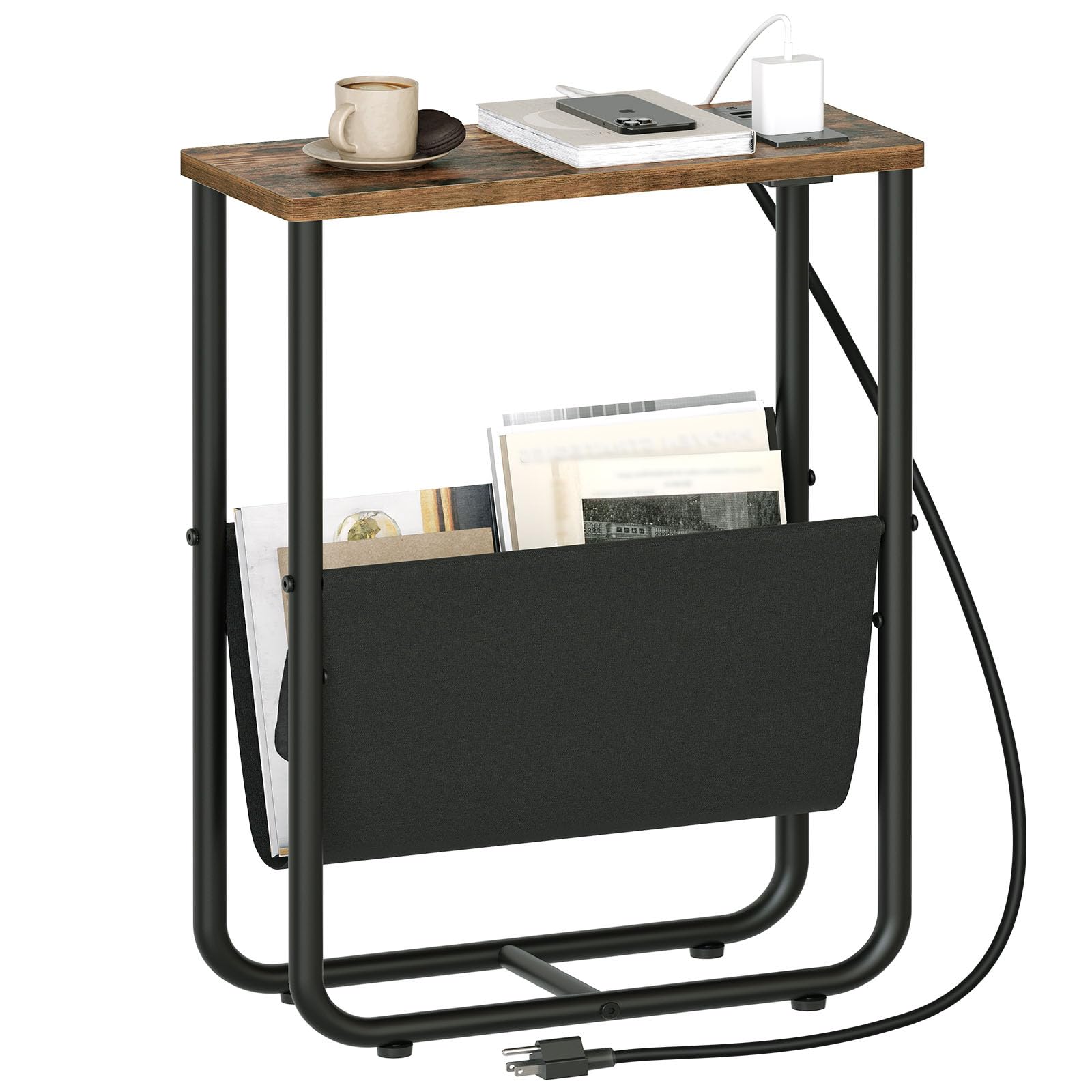 Amazon.com: YATINEY Narrow End Table with Charging Station, Slim Side ...