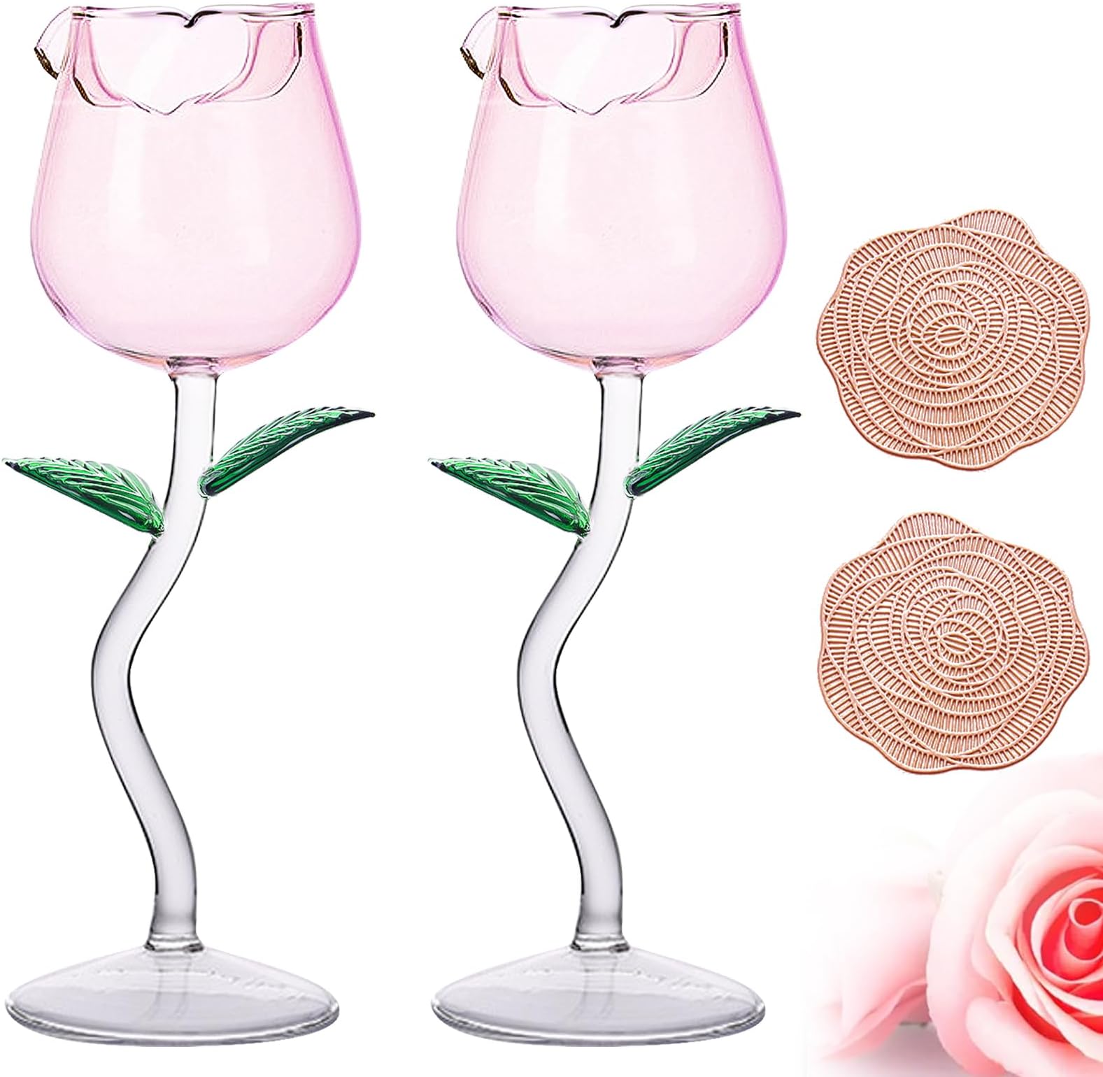 Amazon.com | 2 Pack Creative Rose Wine Glasses 6oz Crystal Red Wine ...