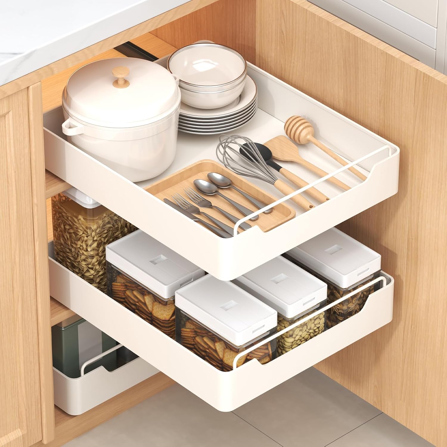Amazon.com: weykings Pull-Out Cabinet Organizer, Nano Adhesive Fixing ...