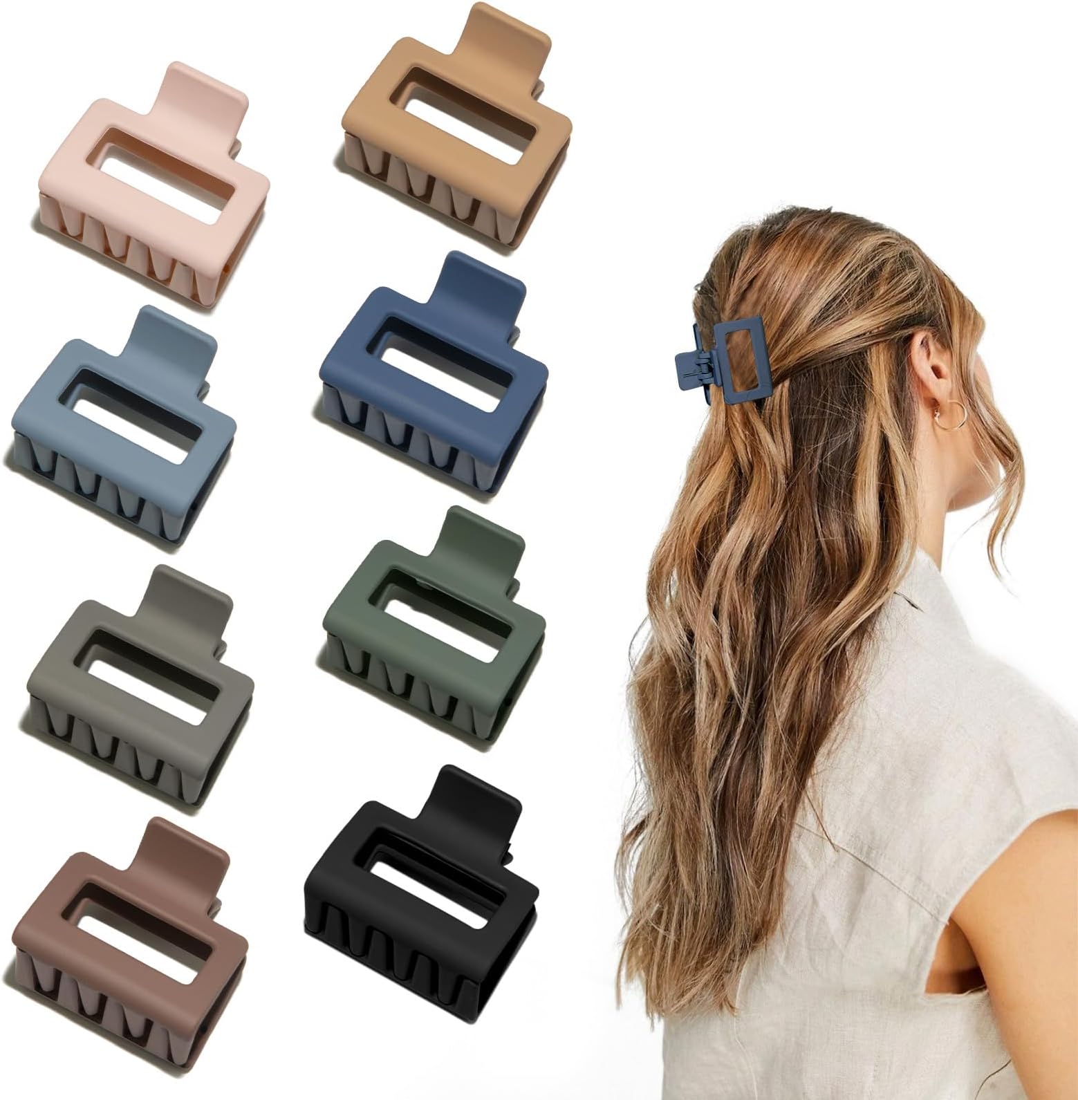 Amazon.com : cobinaan Medium Claw Hair Clips for Women Girls, 2" Matte ...