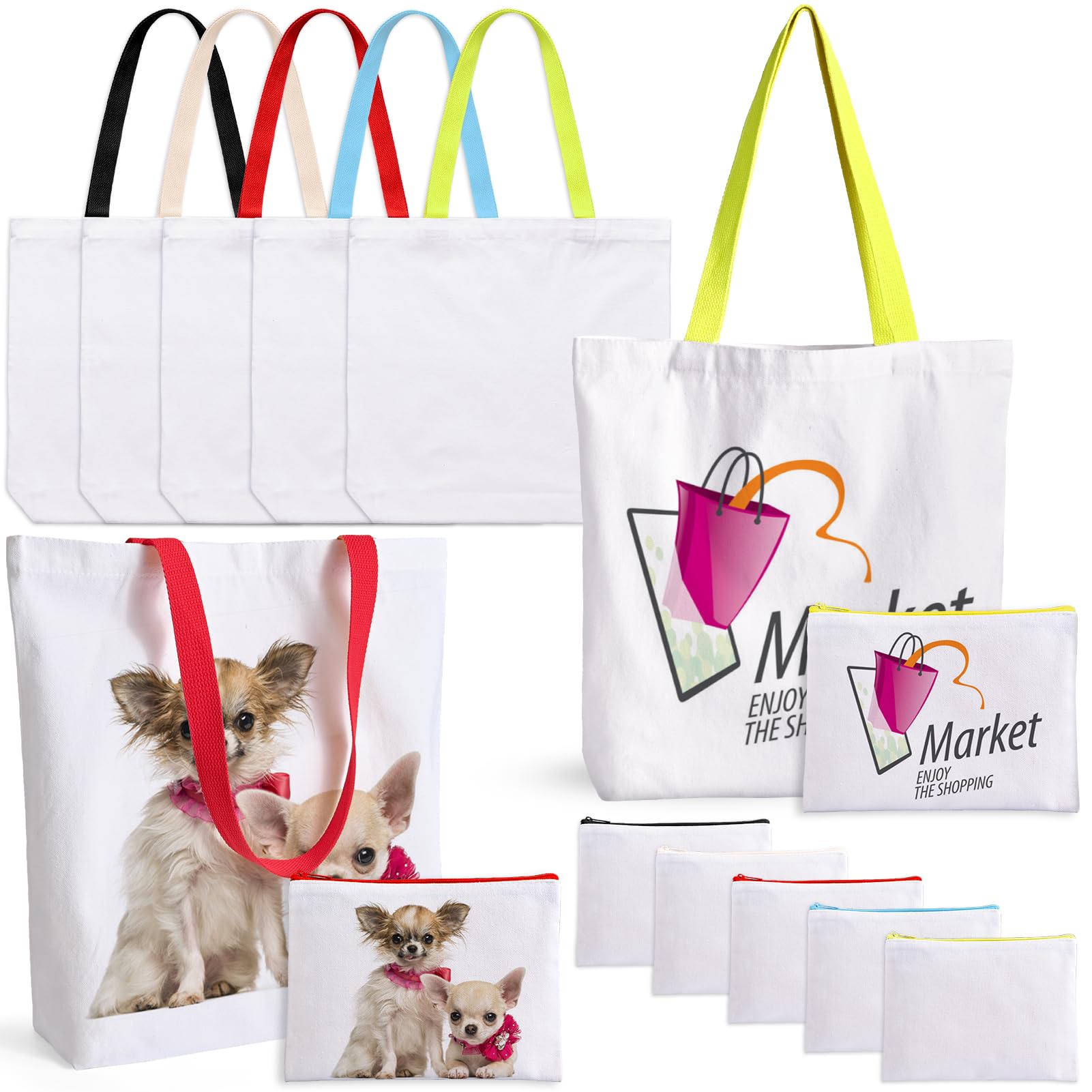 Amazon.com: 10 Pack Sublimation Blanks Canvas Tote bag, Reusable Large ...