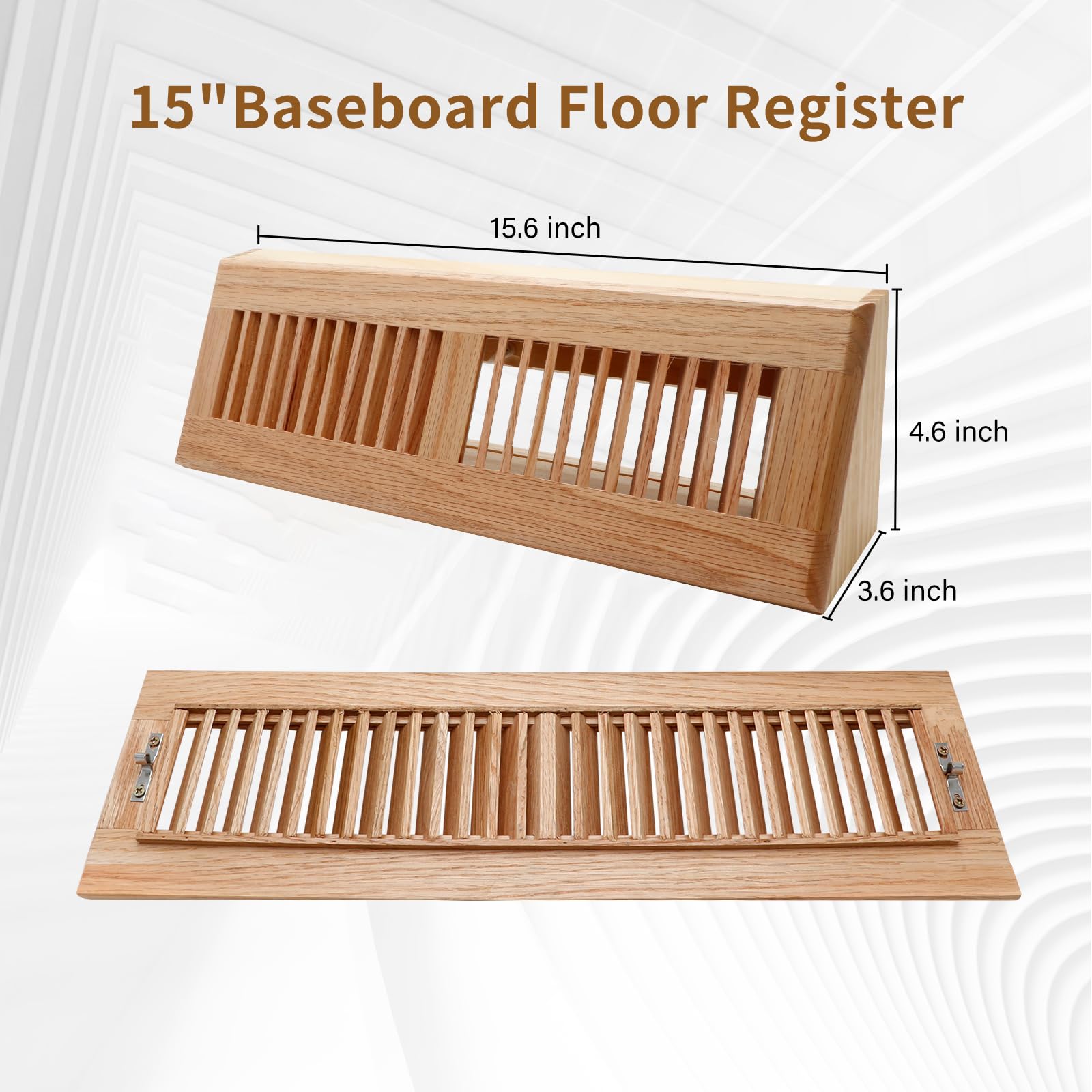 Snapklik.com : Red Oak Baseboard Floor Register 15 Inch Wooden ...
