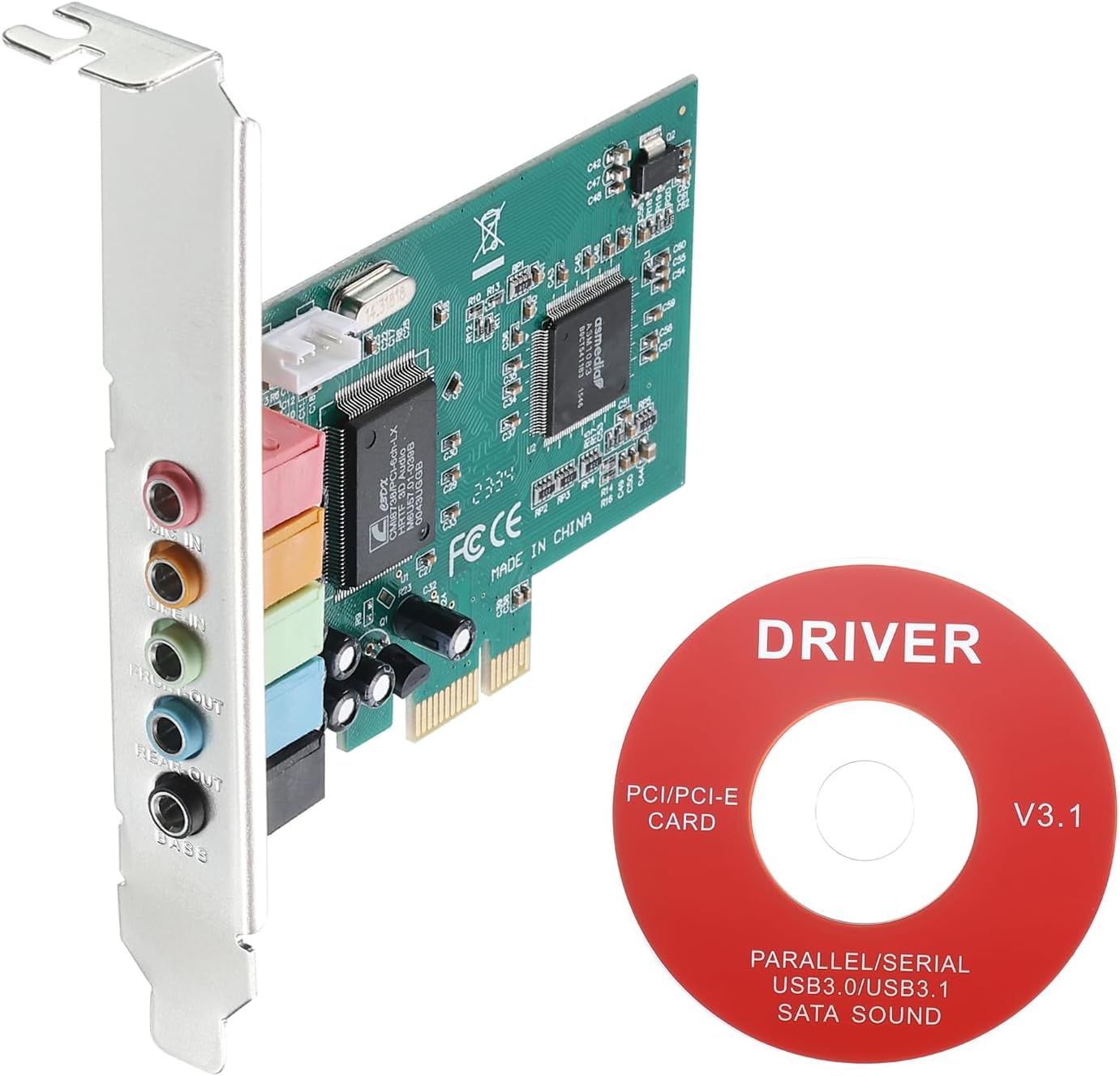 sourcing map PCIe Sound Card, Internal 5.1 Stereo Audio Card 24 Bit ...