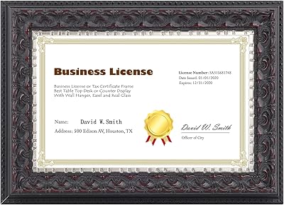 Amazon.com: Golden State Art, Wood Frame for 4x9 Business License ...