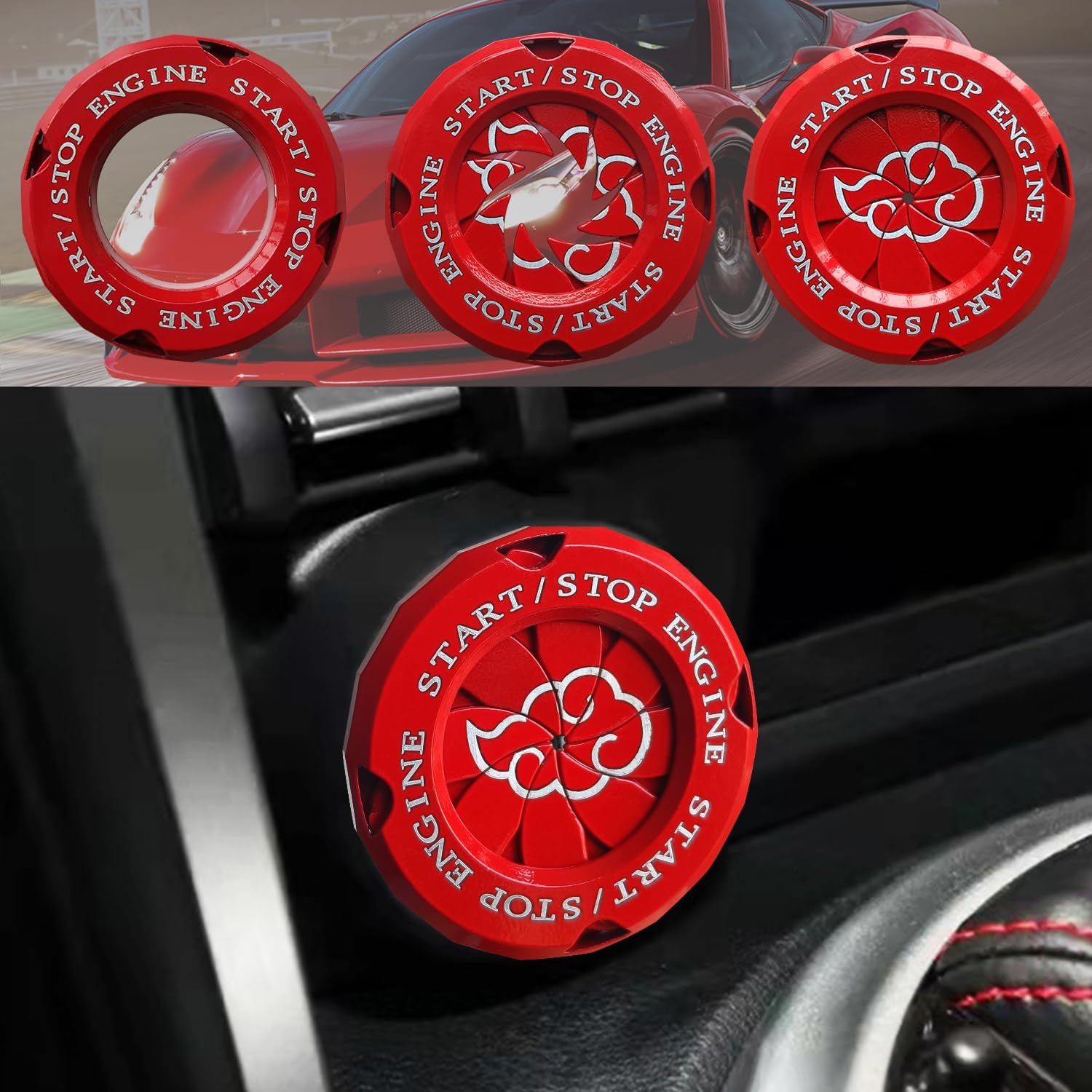 Amazon.com: Car Engine Start/Stop Button Cover, Zinc Alloy Car Push ...