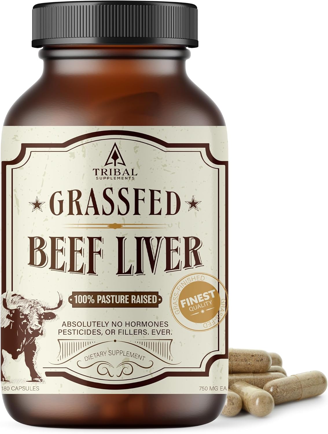 Amazon.com: Tribal Supplements Grass Fed Beef Liver Capsules, 45-Day ...