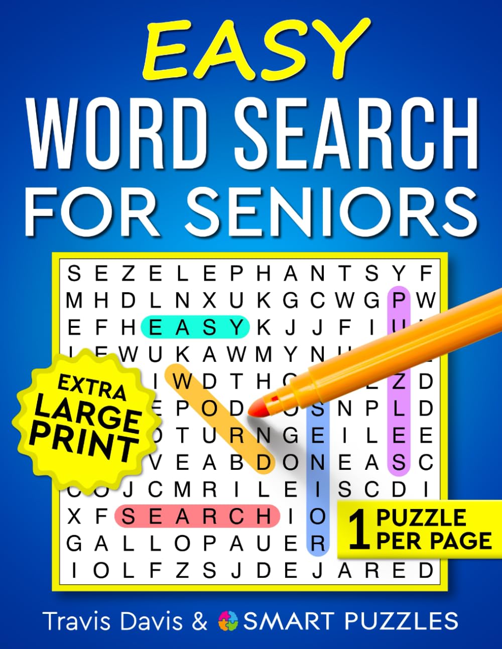 Easy Word Search For Seniors: Extra Large Print & One Puzzle Per Page ...