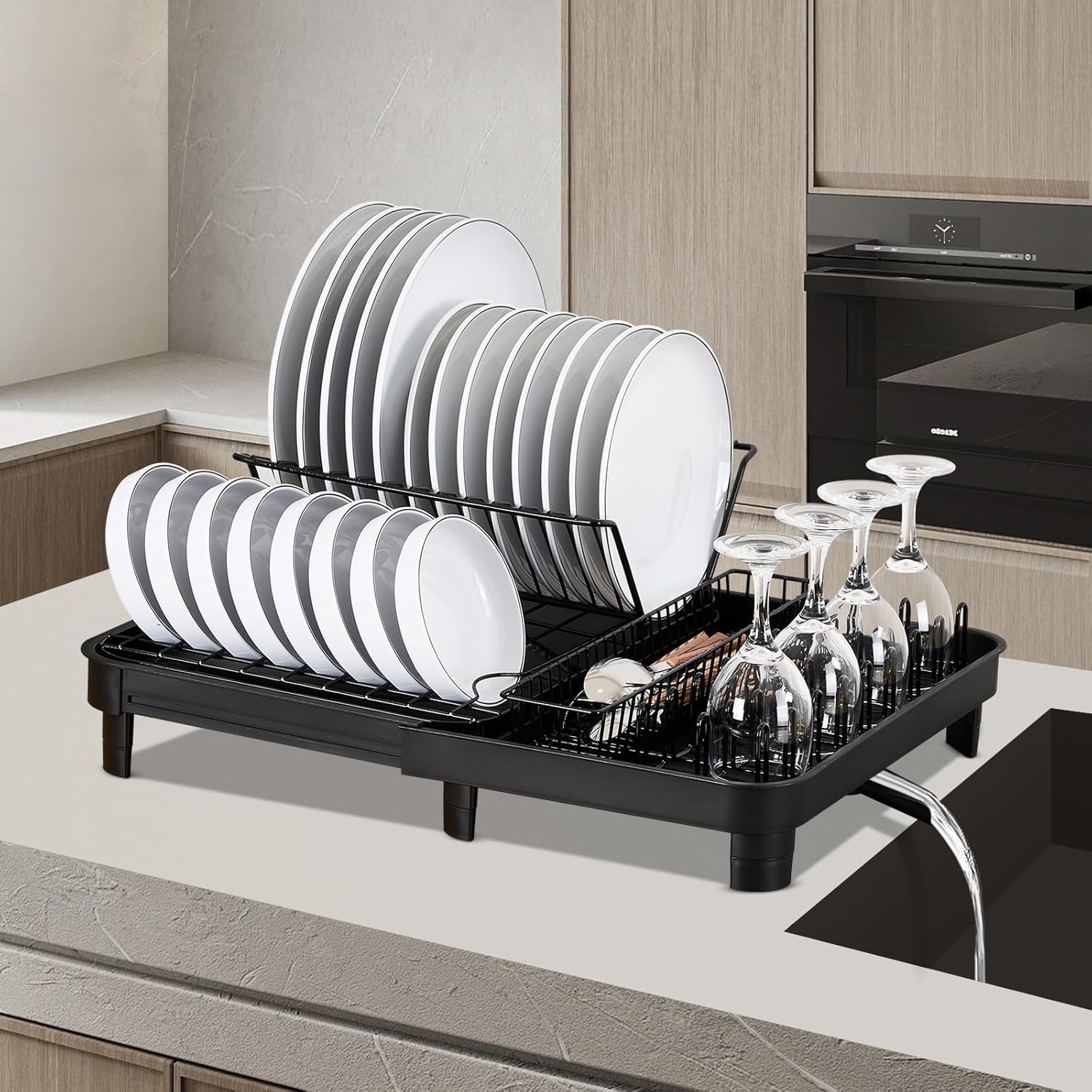 Amazon.com - YH-MONICAQUE Dish Drying Rack with Drainboard Set, Home ...