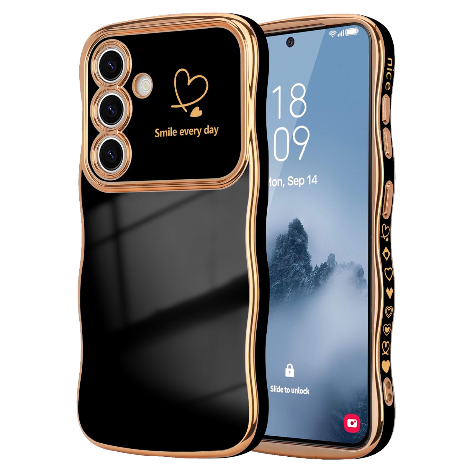 Amazon.com: LCHULLE for Samsung Galaxy S24 FE Case for Women Girls, Cute Wave Frame Curly Shape ...