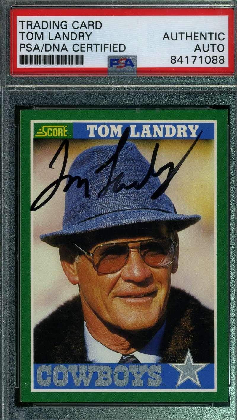 TOM LANDRY Coa Hand Signed 1989 Score Autograph - PSA/DNA Certified ...