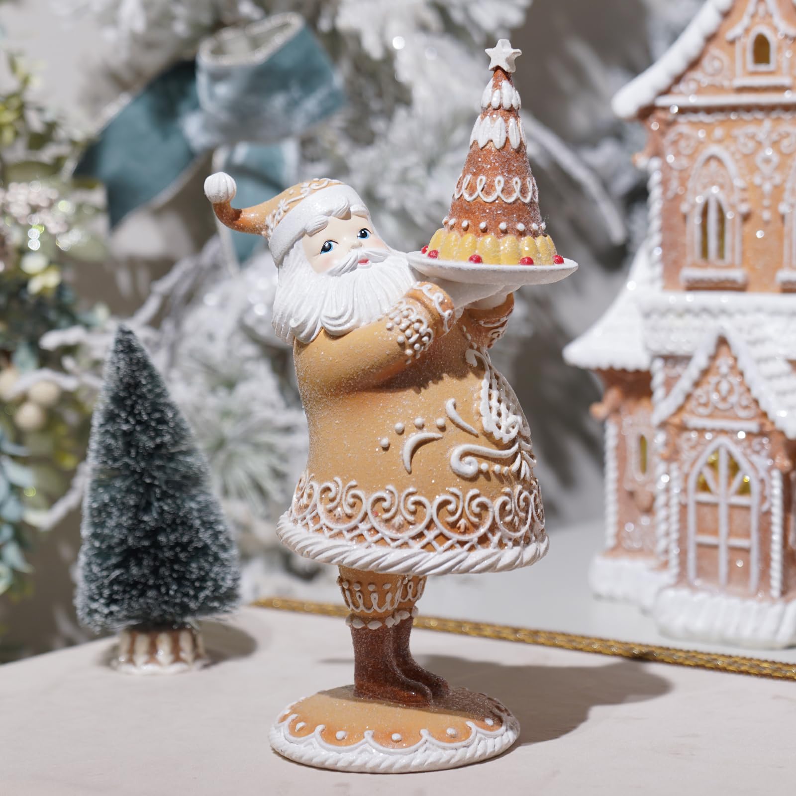 Amazon.com: Braxio Gingerbread Christmas Decor Resin Gingerbread Santa ...