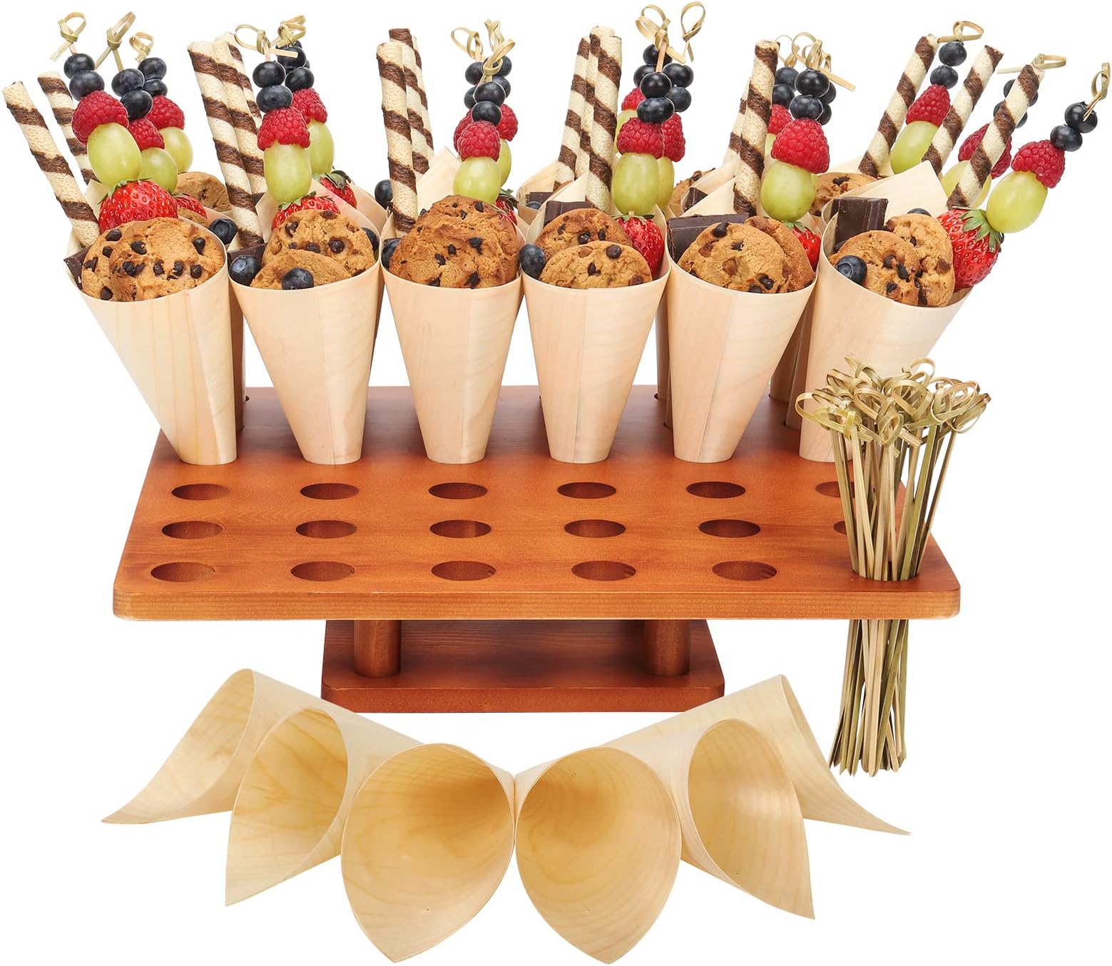 Amazon.com: Wooden Ice Cream Cone Holder Stand - 13" L X 13" W Food ...