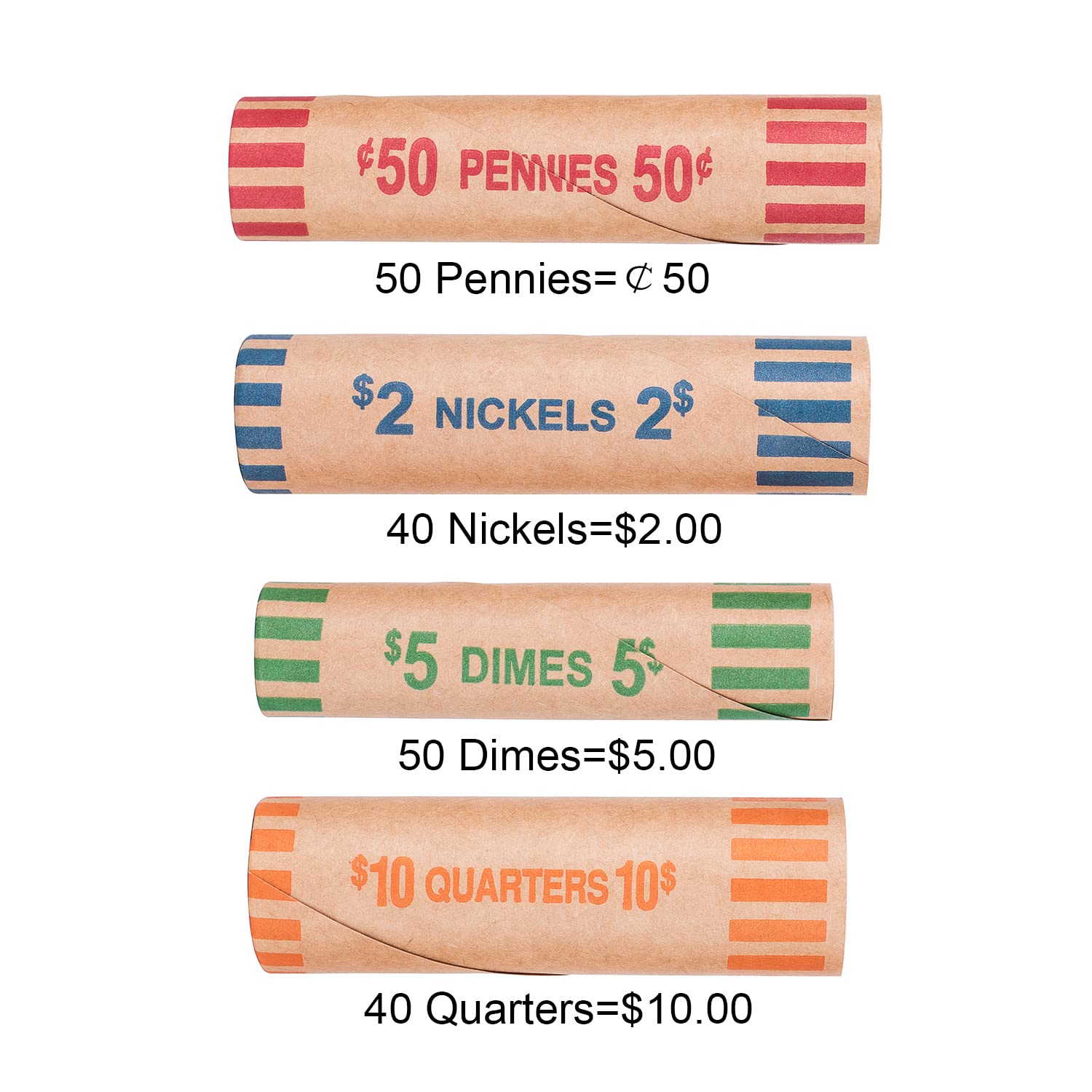 Made In USA Coin Wrappers 250 Assorted Coin Wrappers Set - 100 Quarters ...