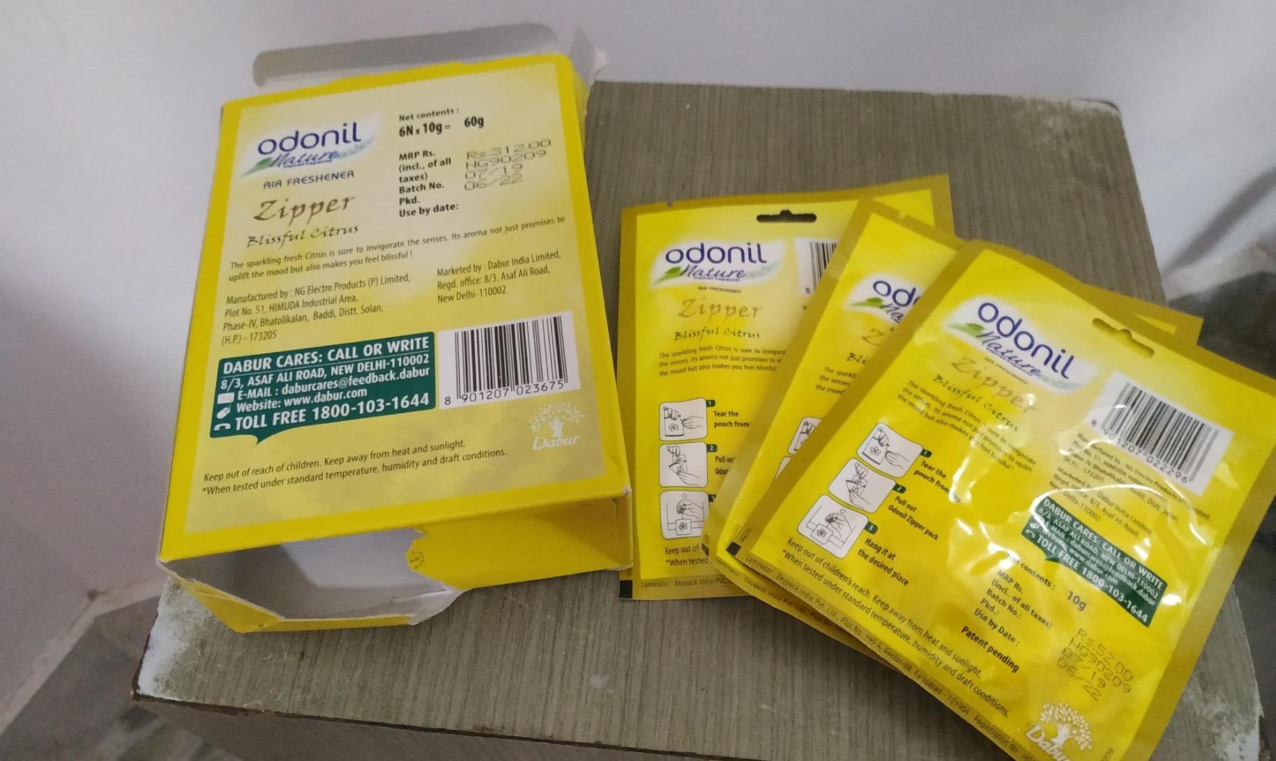 Odonil Bathroom Air Freshener Zipper Blissful Citrus - 60 Gm (10Gm X 6 ...