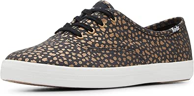 Keds Women's Champion Canvas Lace Up Sneaker, Black/Bronze Mini Dot, 7. ...