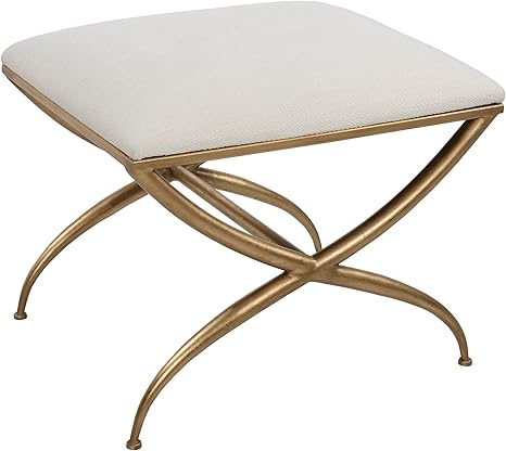 Amazon.com: Uttermost Crossing Gold and White Small Bench : Home & Kitchen